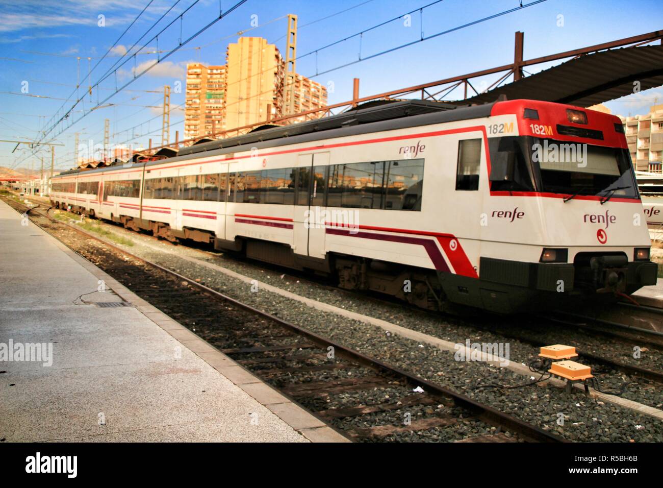 Alicante, Spain-November 27, 2018: Trains waiting for departure on ...