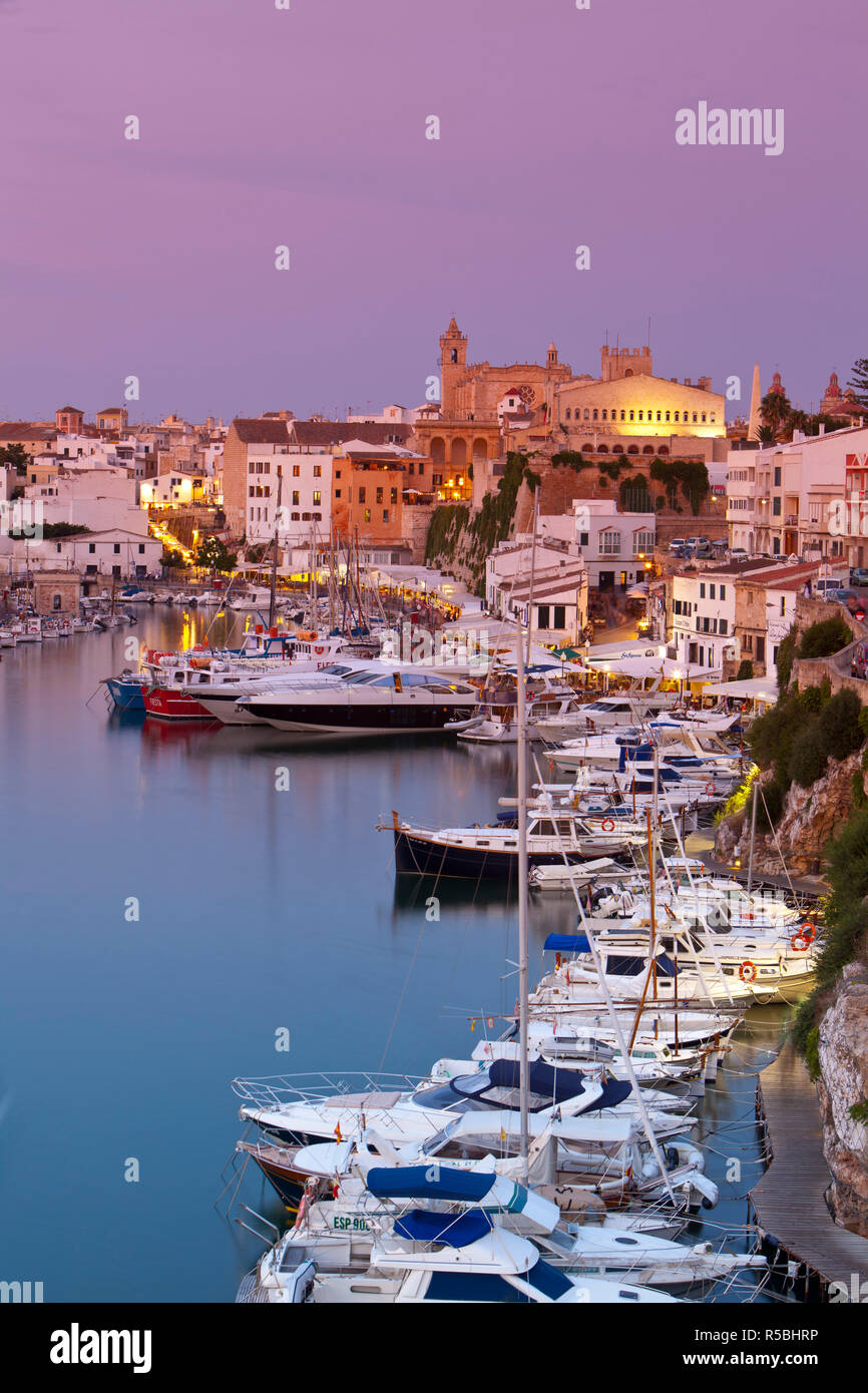 Harbour and waterfront of Ciutadella, Menorca, Balearic Islands, Spain ...
