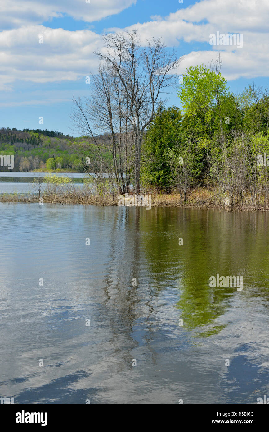 Reflections in Simon Lake, Greater Sudbury, Ontario, Canada Stock Photo ...