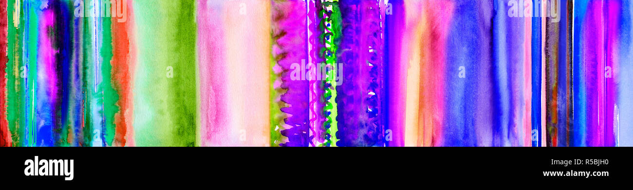 stripes colorful hand painted watercolor banner Stock Photo - Alamy