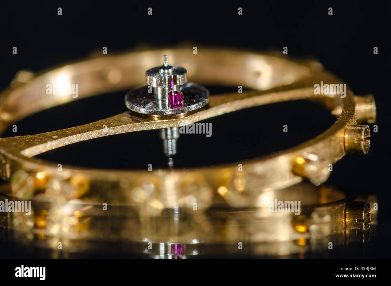 Watch Parts: Ruby Impulse Roller Jewel Installed on Balance Wheel Stock ...