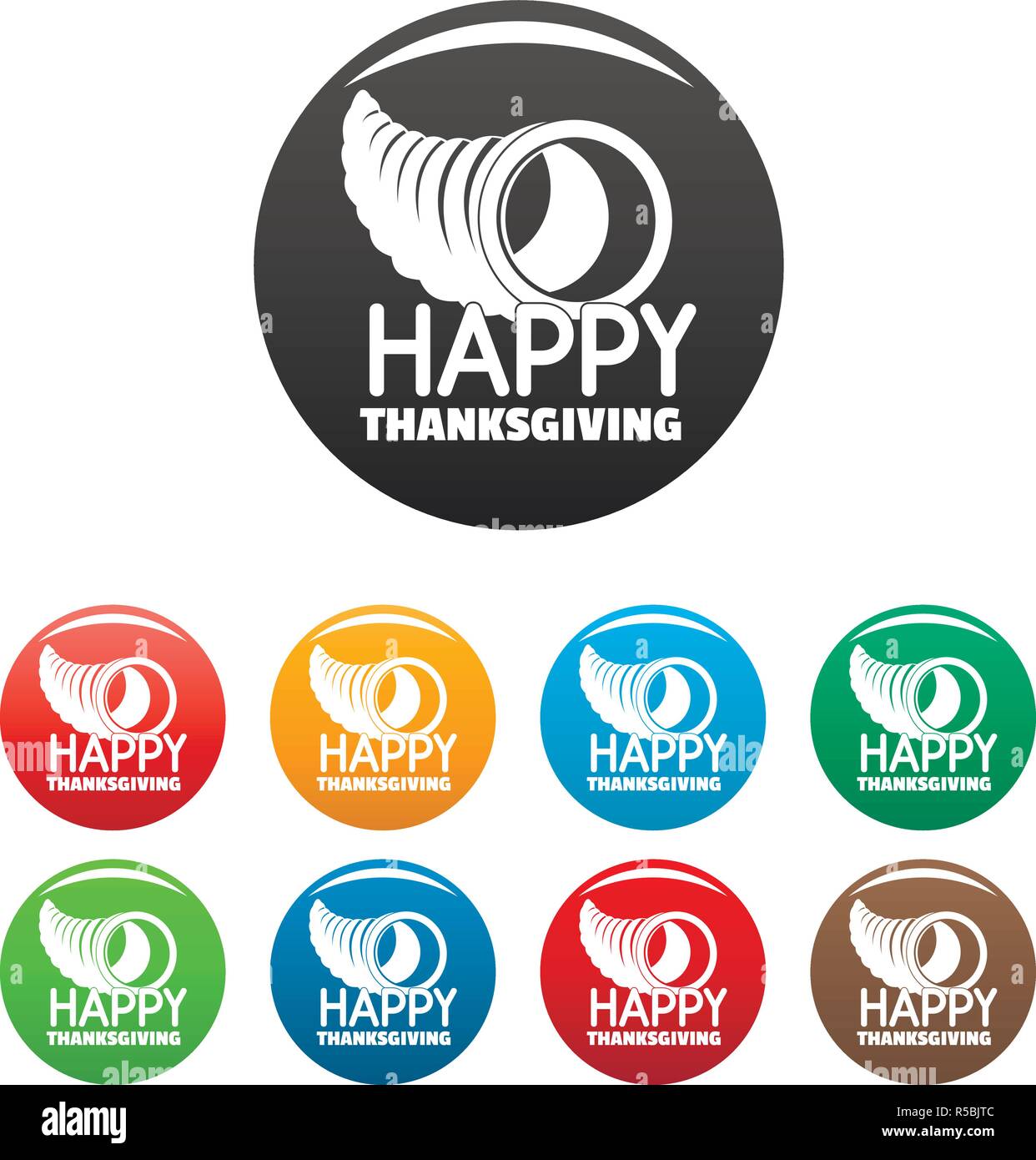 Happy thanksgiving corn icons set 9 color vector isolated on white for ...