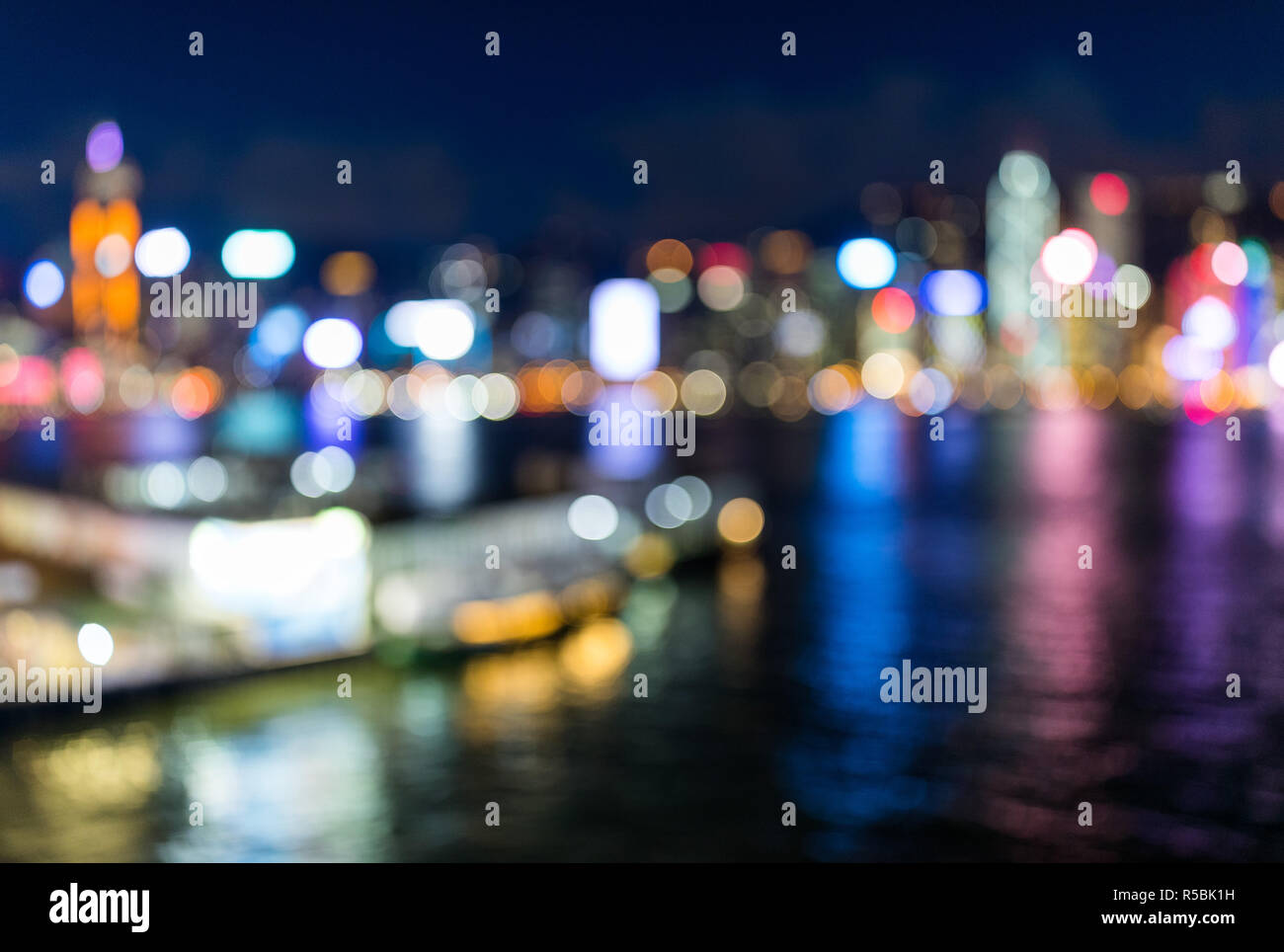 Blur view of Hong Kong landmark at night Stock Photo - Alamy