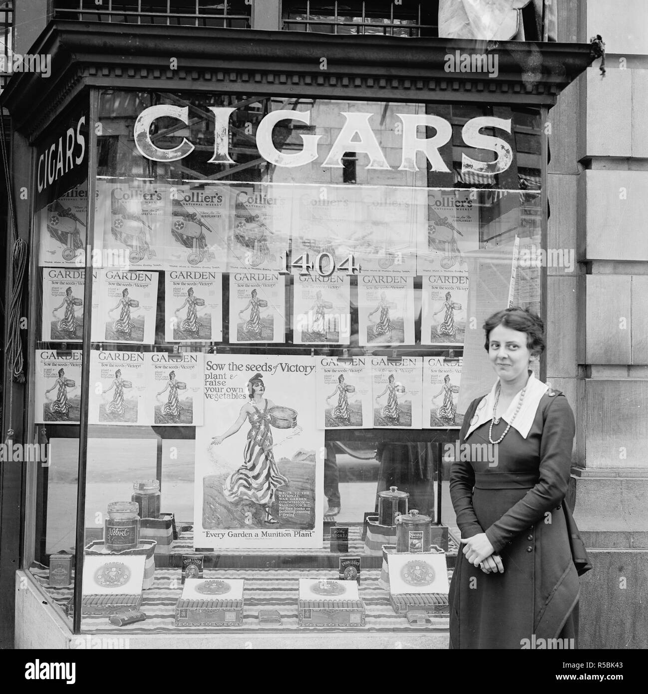 Patriotic display in the window of a Cigar store early 1900s Stock ...
