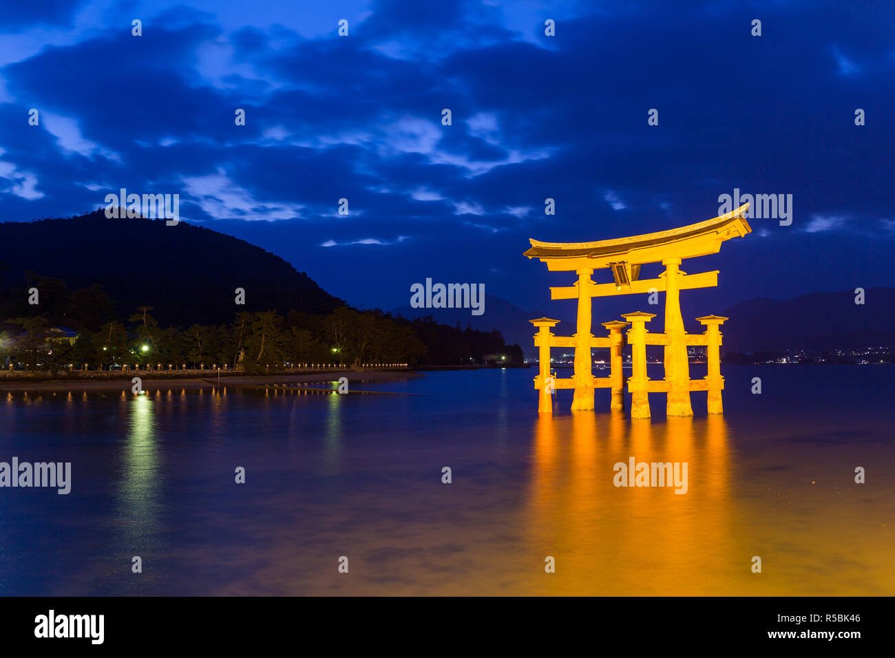 Itsukushima Shrine in Japan at night Stock Photo - Alamy