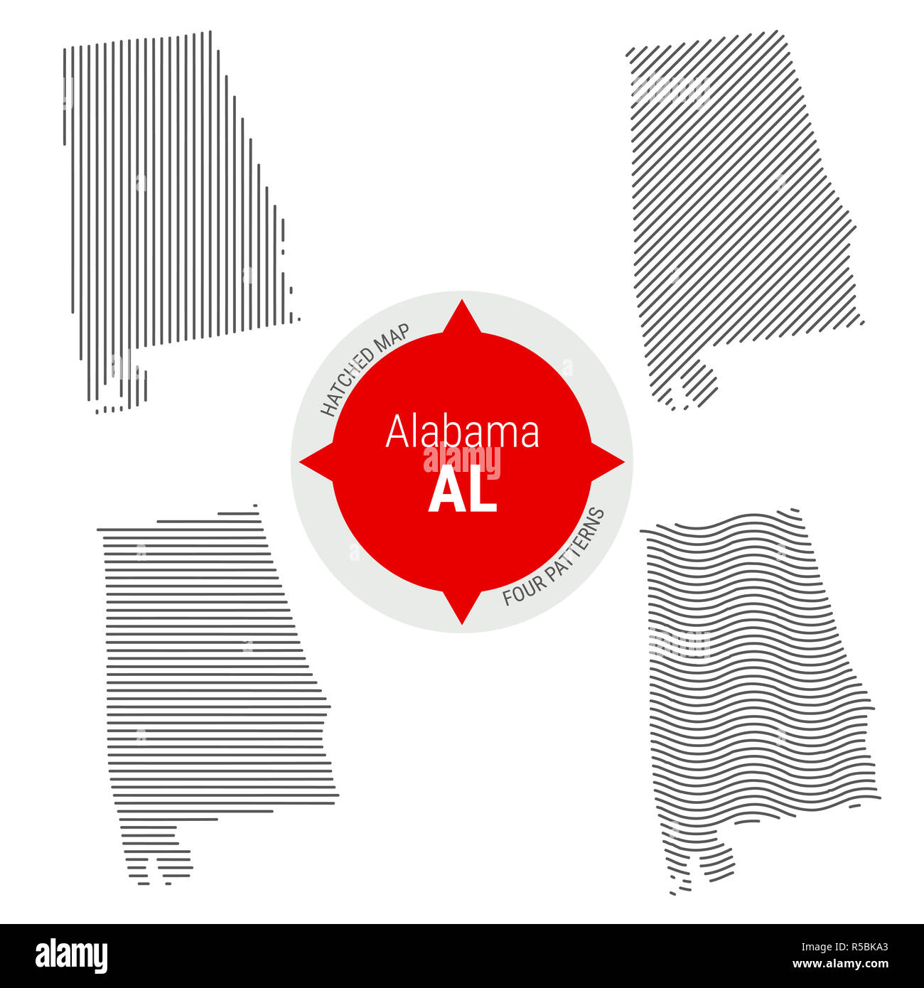 Hatched Pattern Map of Alabama. Stylized Simple Silhouette of Alabama ...