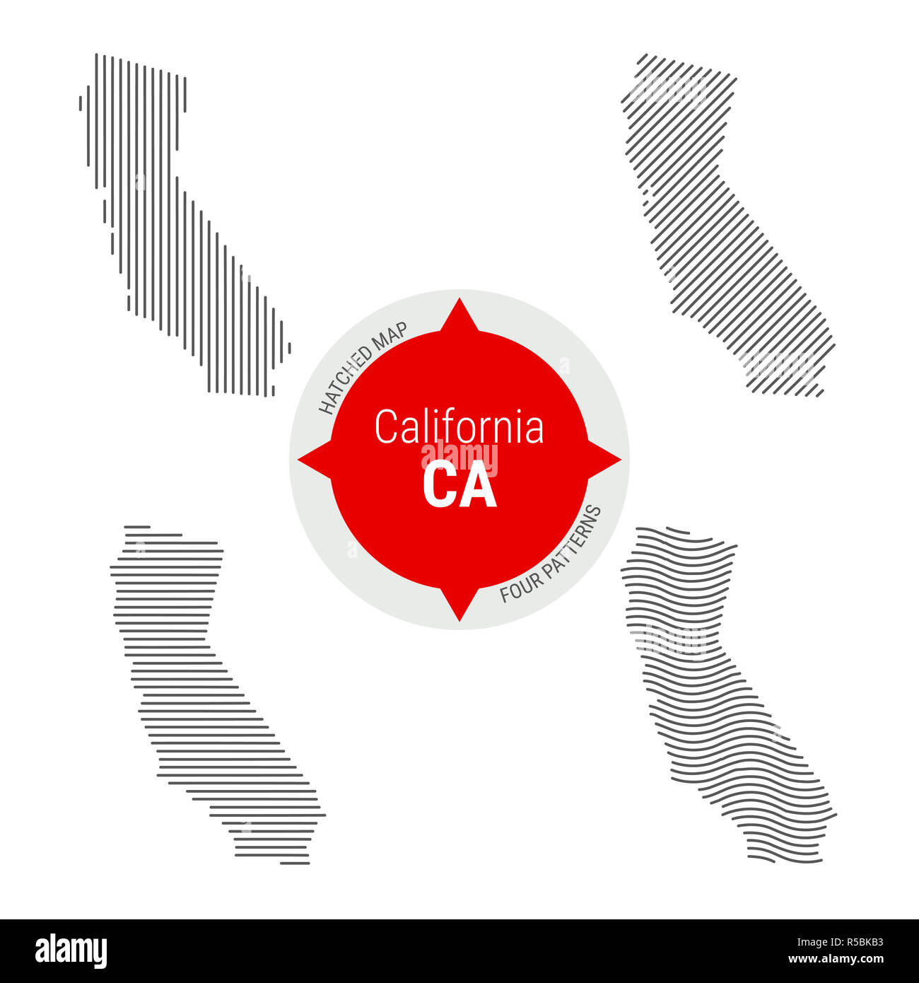 Hatched Pattern Map of California. Stylized Simple Silhouette of ...