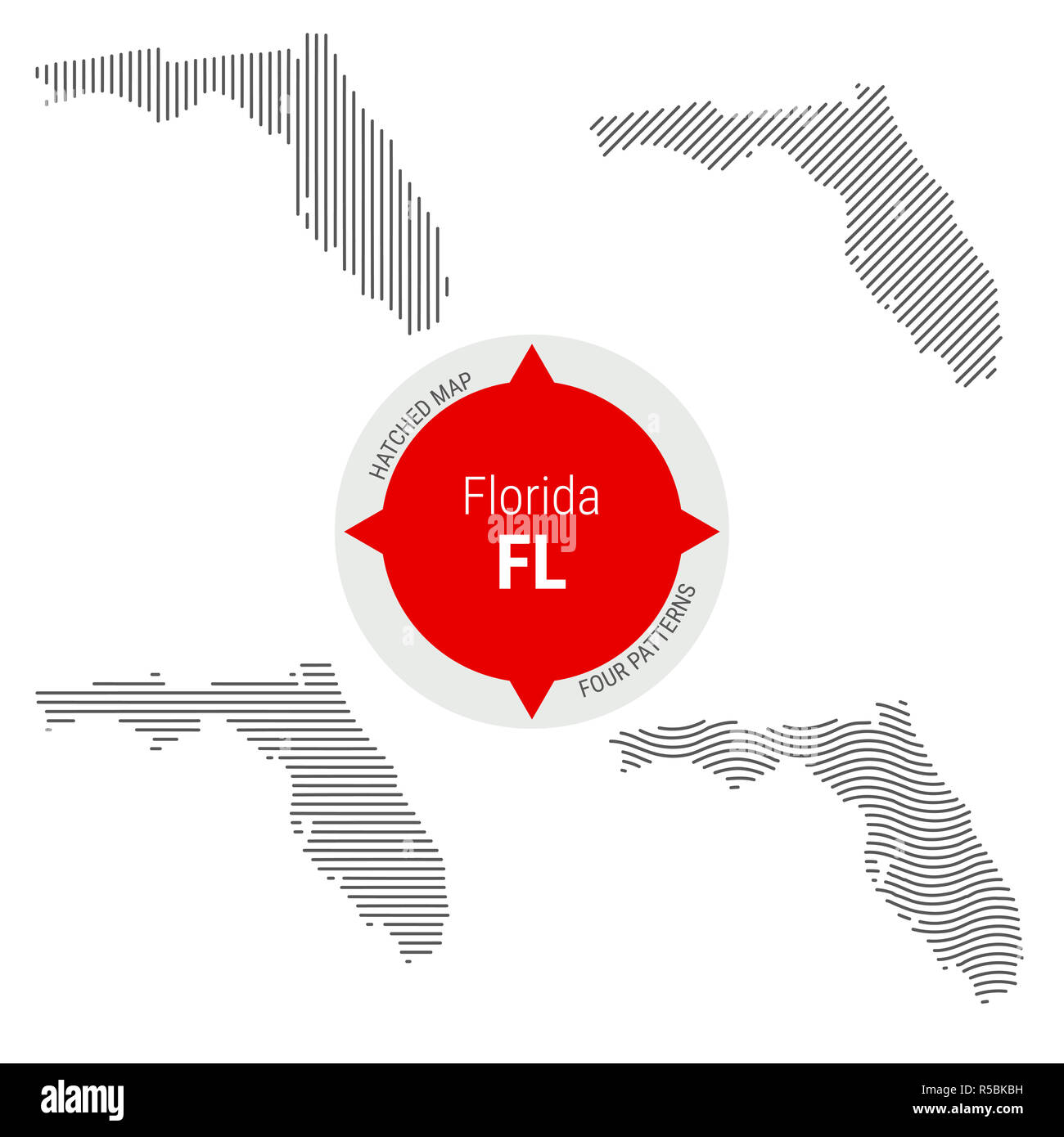 Hatched Pattern Map of Florida. Stylized Simple Silhouette of Florida ...