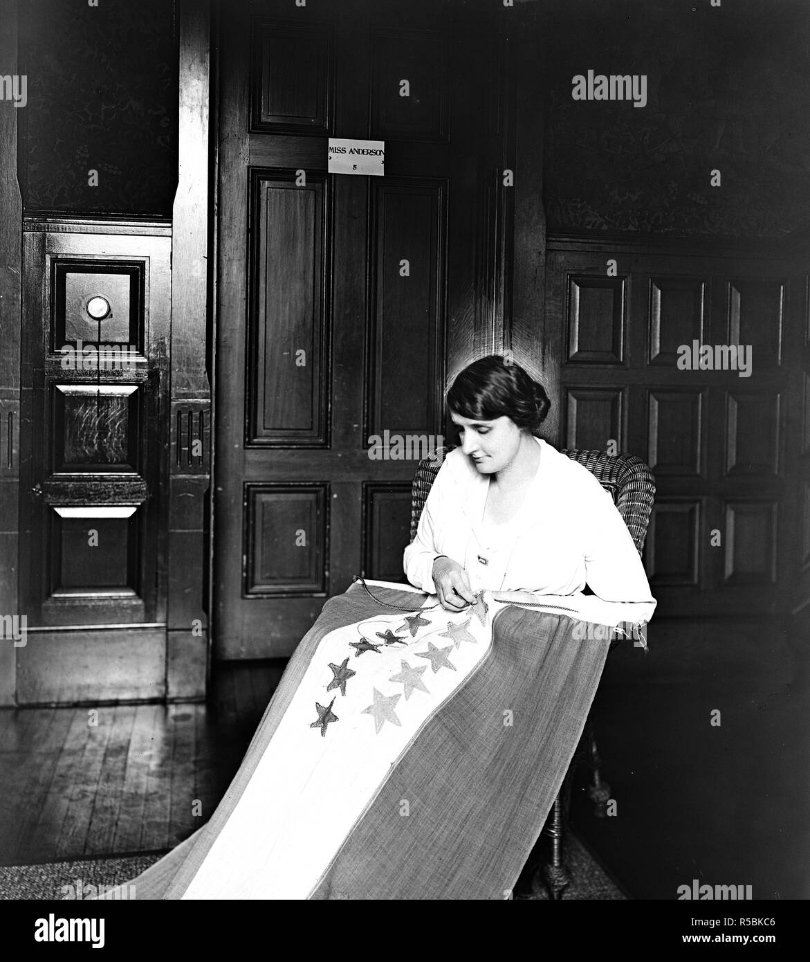 Sewing stars on suffrage flag ca. 1910-1920 Stock Photo - Alamy