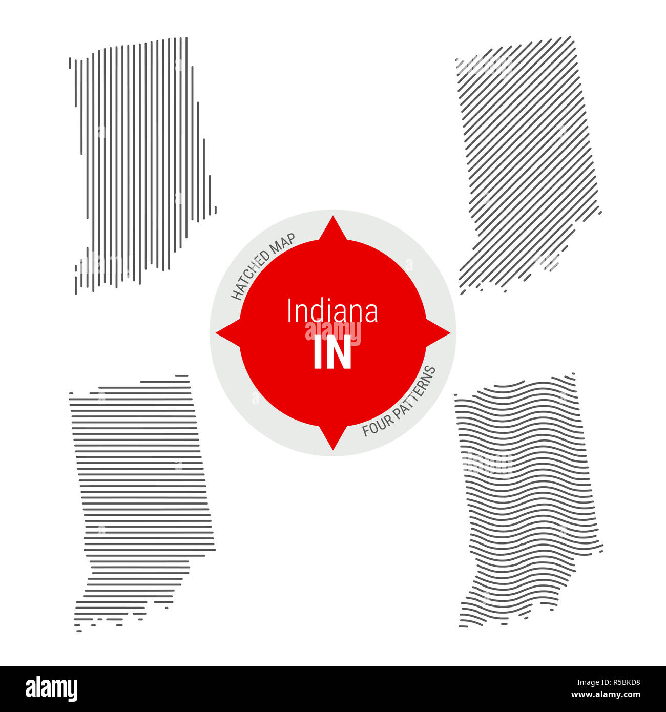 Hatched Pattern Map of Indiana. Stylized Simple Silhouette of Indiana ...