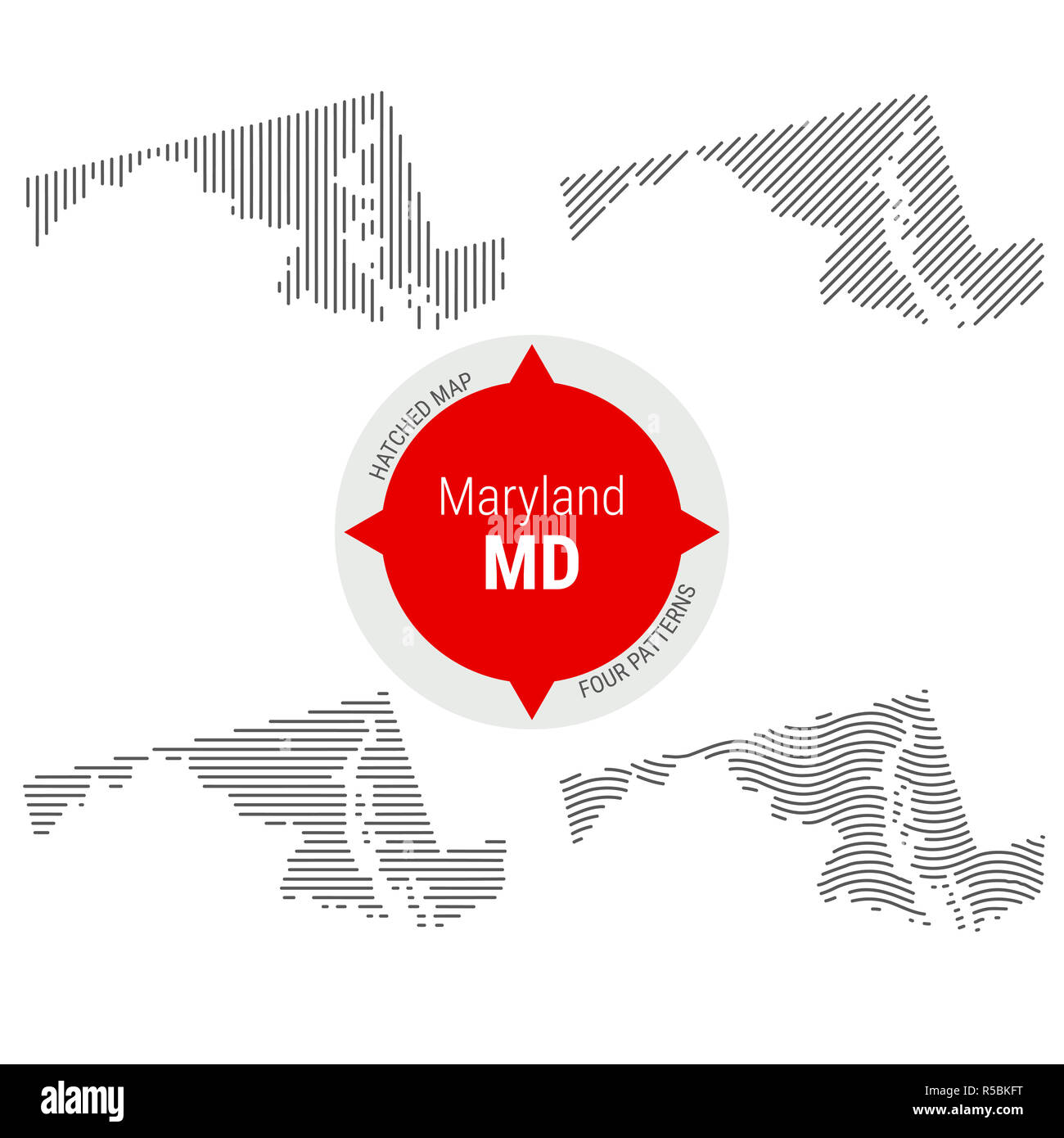 Hatched Pattern Map of Maryland. Stylized Simple Silhouette of Maryland ...