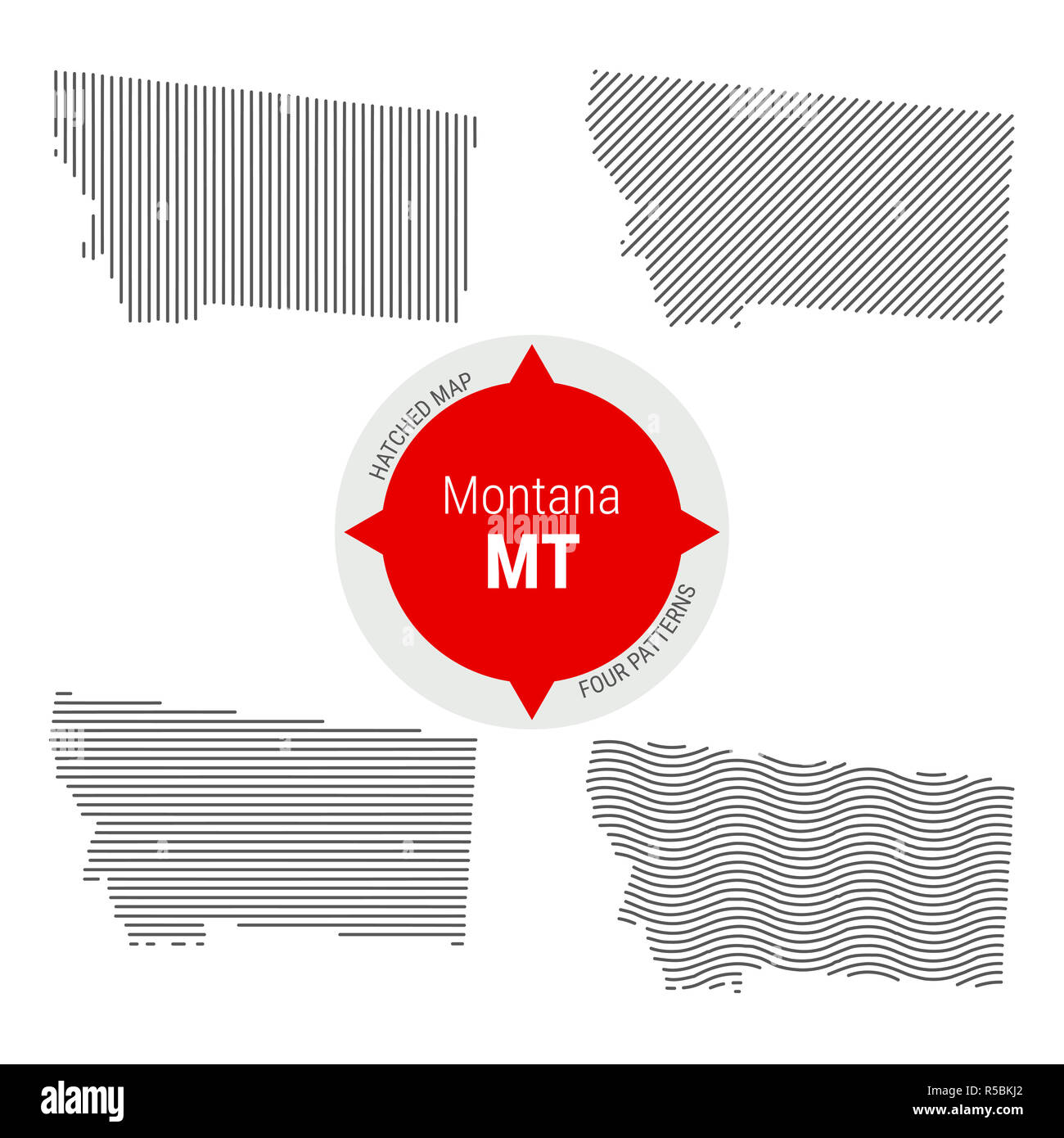 Hatched Pattern Map of Montana. Stylized Simple Silhouette of Montana ...
