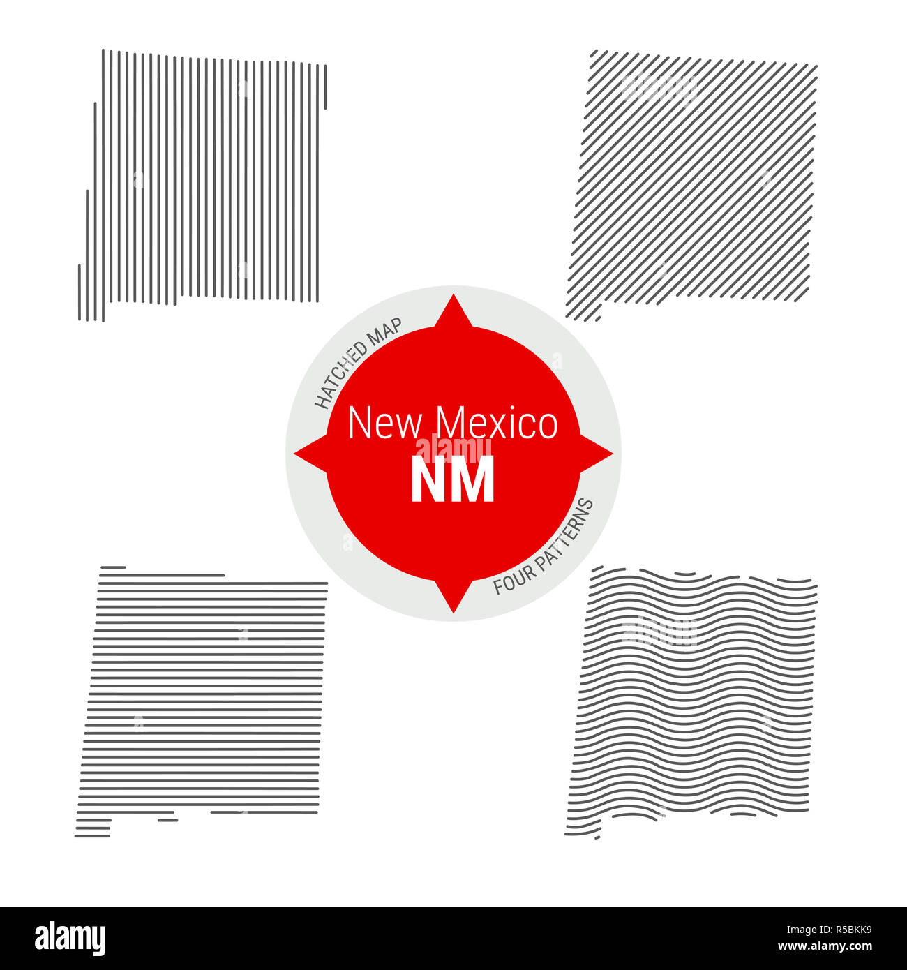 Hatched Pattern Map of New Mexico. Stylized Simple Silhouette of New ...
