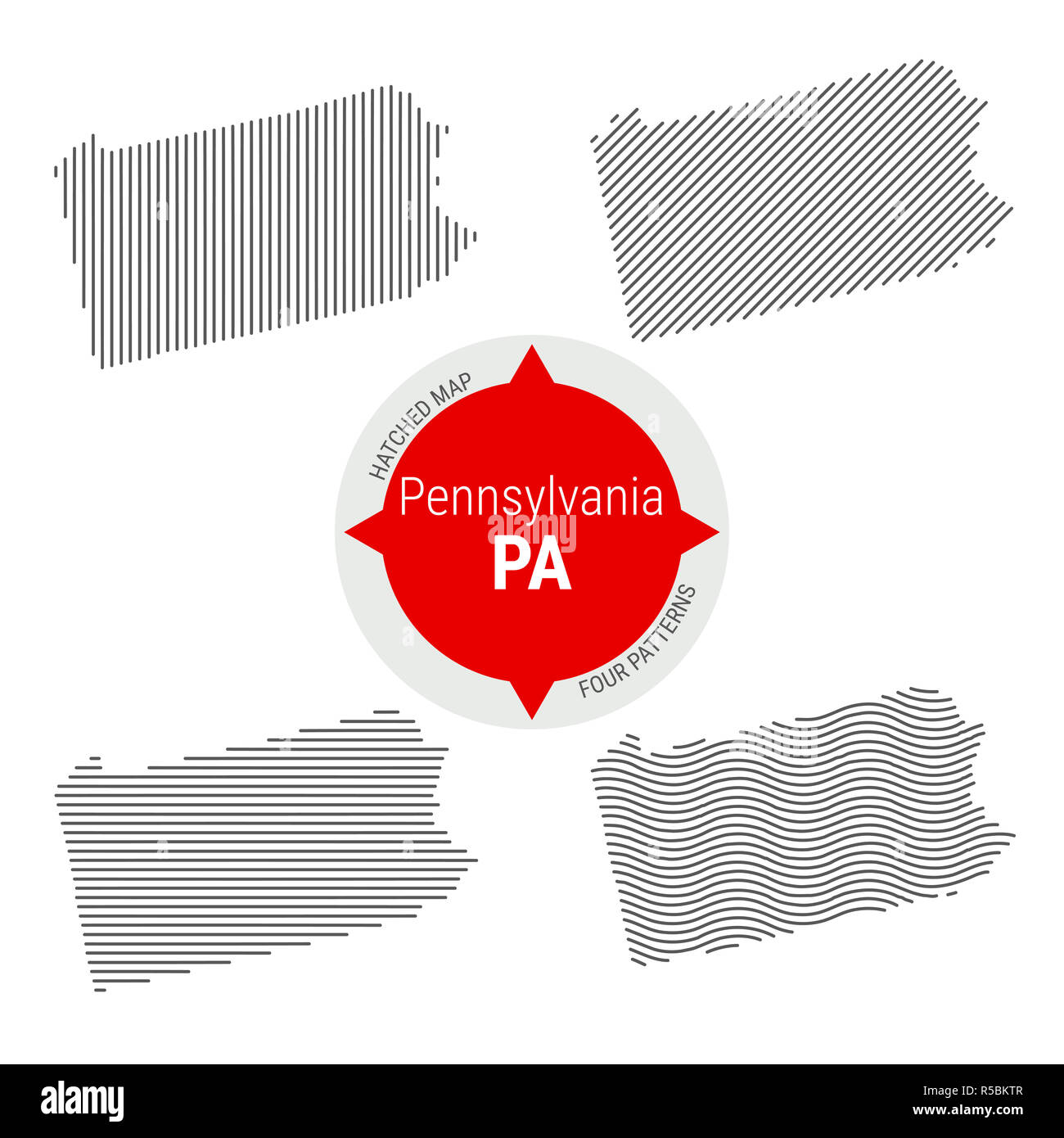Hatched Pattern Map of Pennsylvania. Stylized Simple Silhouette of ...