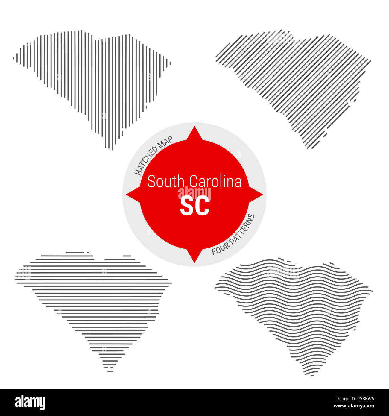 Hatched Pattern Map Of South Carolina Stylized Simple Silhouette Of South Carolina Four