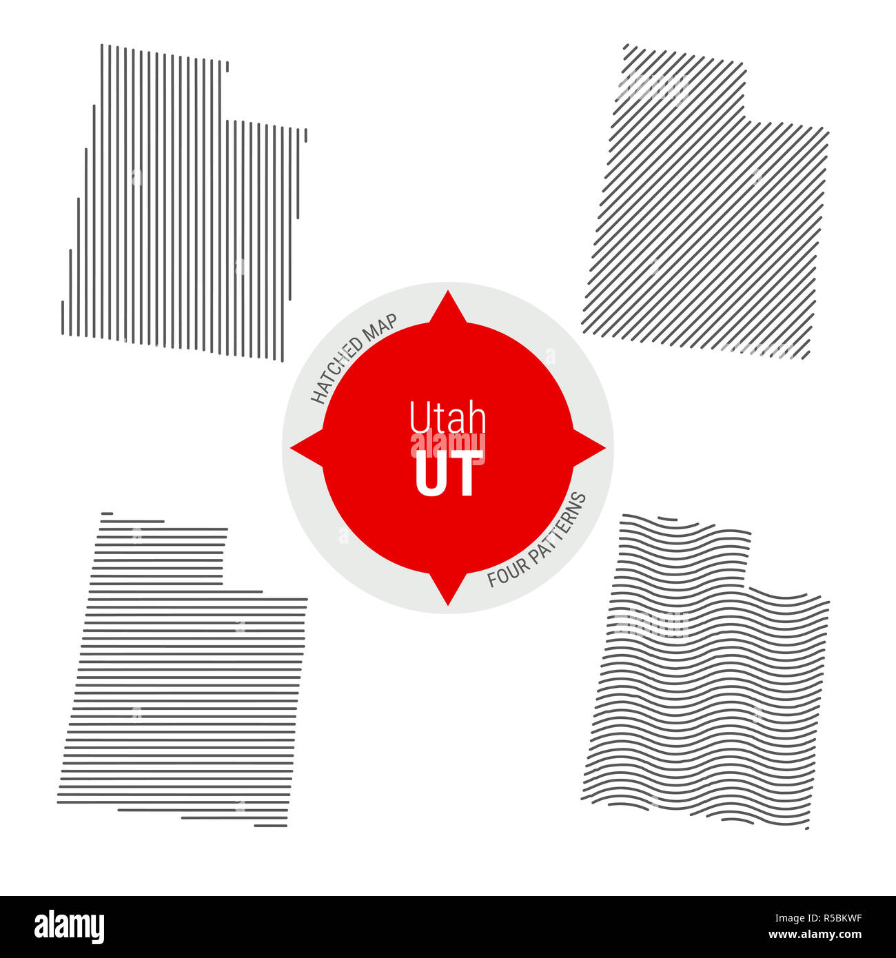 Hatched Pattern Map of Utah. Stylized Simple Silhouette of Utah. Four ...