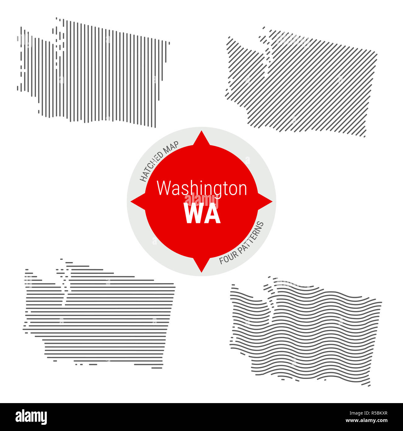 Hatched Pattern Map of Washington. Stylized Simple Silhouette of ...