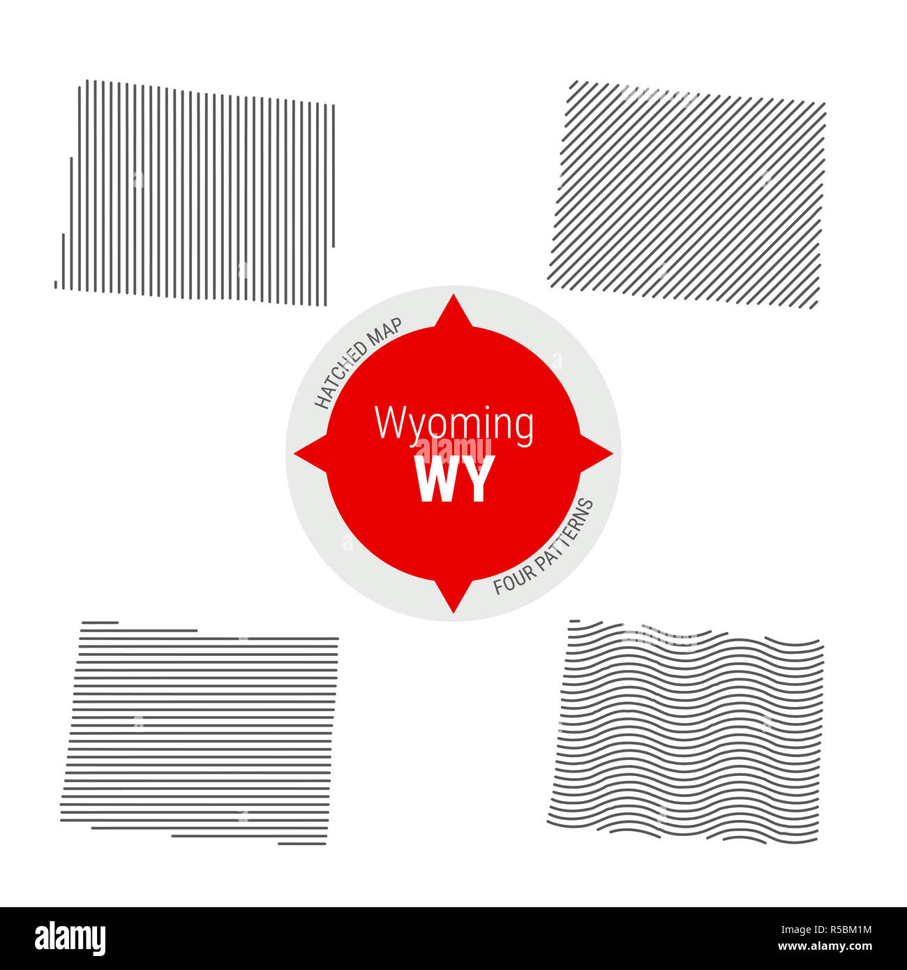 Hatched Pattern Map of Wyoming. Stylized Simple Silhouette of Wyoming ...