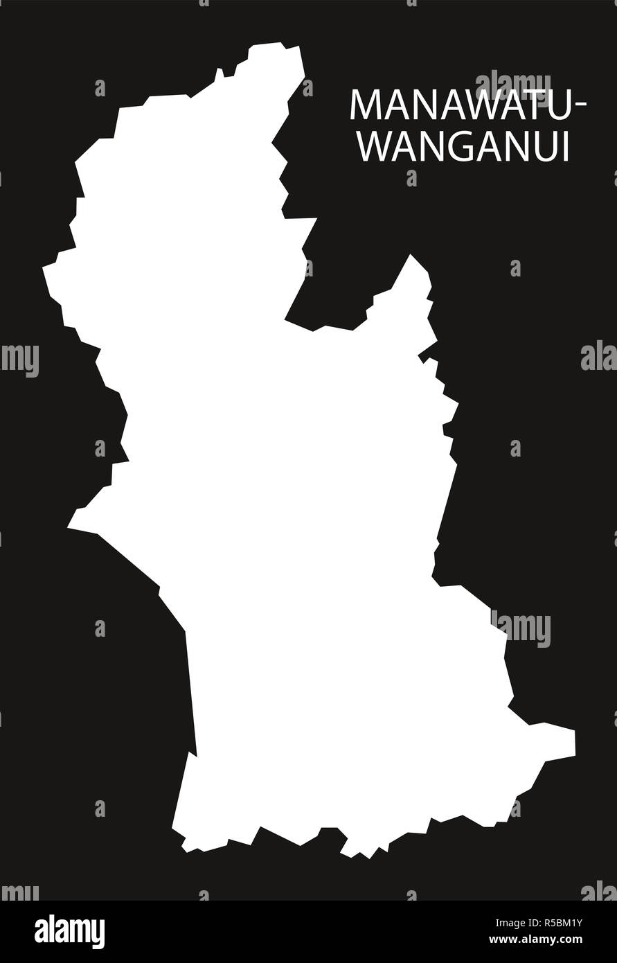 Manawatu Wanganui New Zealand map black inverted silhouette ...