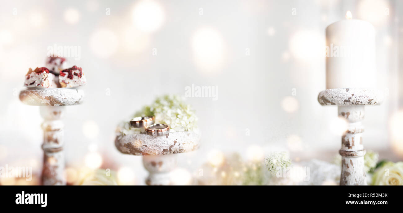 romantic still life with bokeh for a wedding in vintage style Stock ...