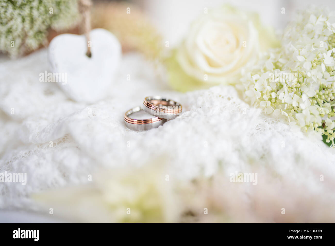 romantic still life with rings in vintage style for a wedding Stock ...