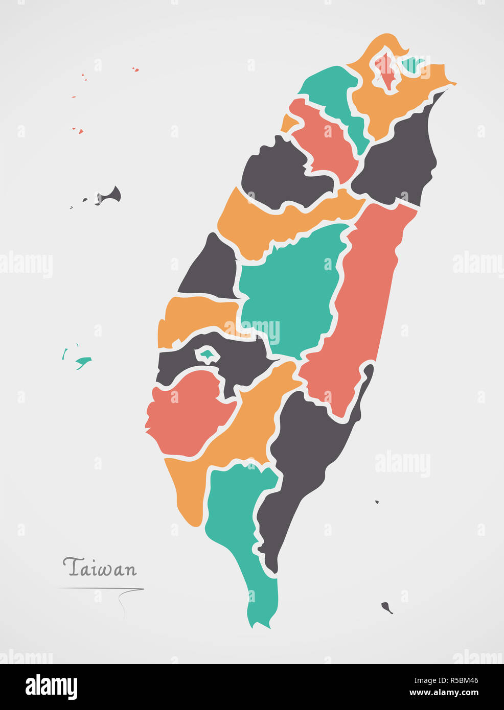 Taiwan Map with states and modern round shapes Stock Photo - Alamy