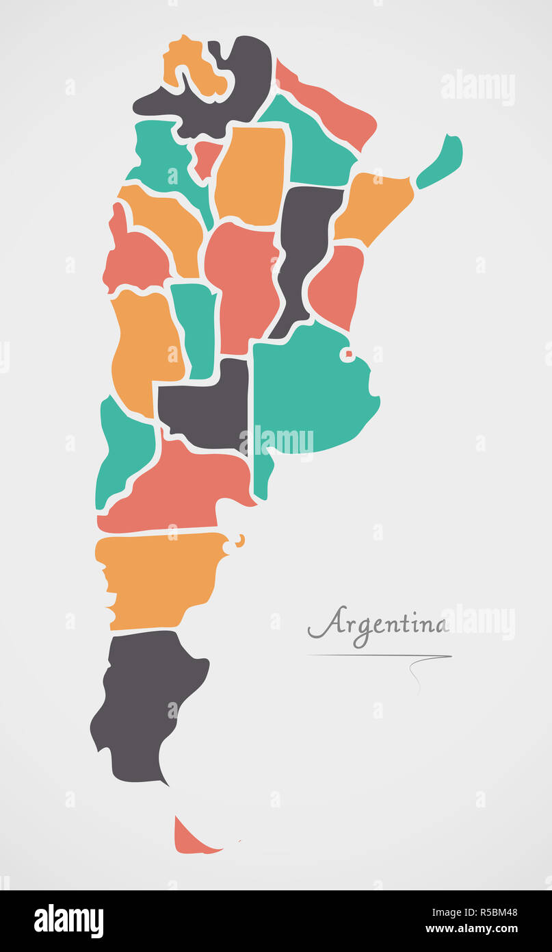 Argentina Map with states and modern round shapes Stock Photo - Alamy