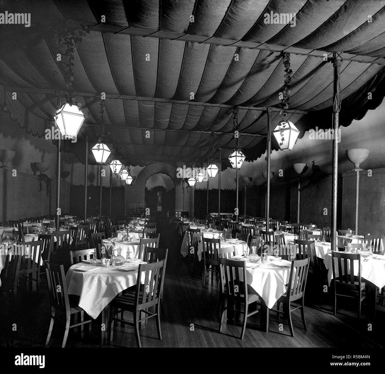 Interior of Mark's Cafe (empty tables and empty dining room) ca. 1910 ...