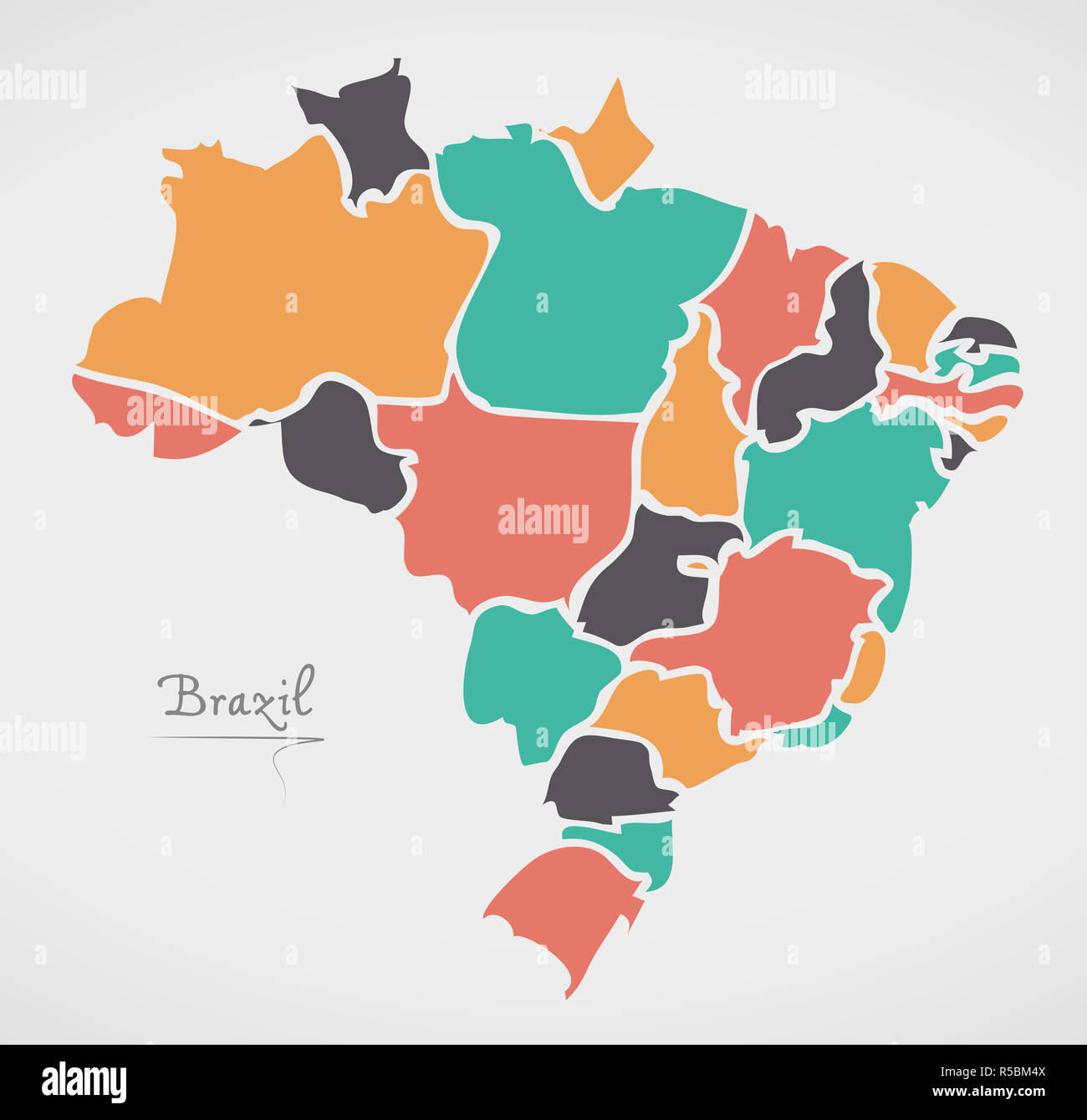 Brazil Map with modern round shapes Stock Photo - Alamy