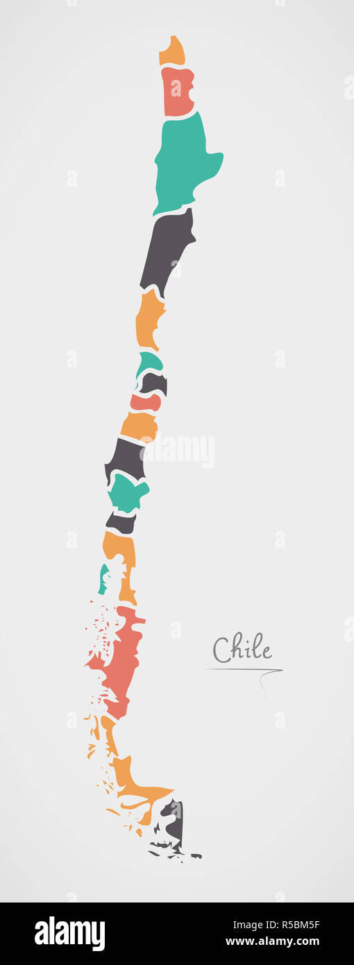 Chile Map with states and modern round shapes Stock Photo - Alamy