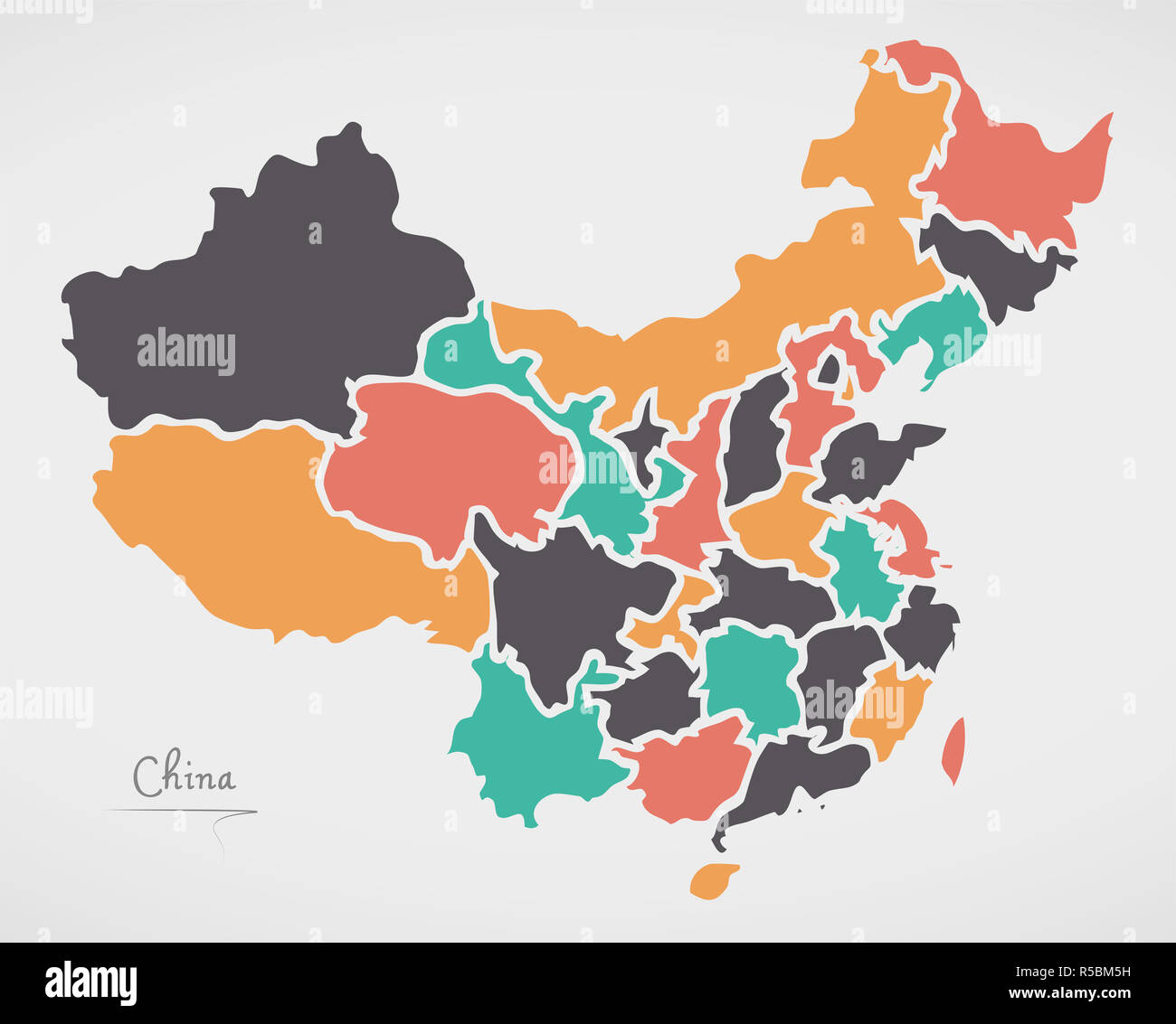 China Map with states and modern round shapes Stock Photo - Alamy
