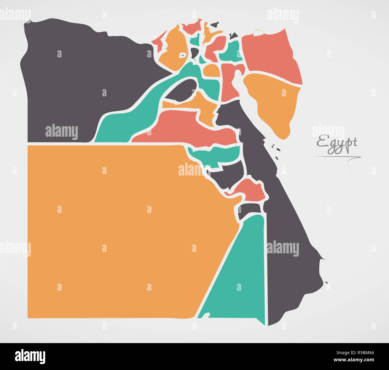 Egypt Map with states and modern round shapes Stock Photo - Alamy