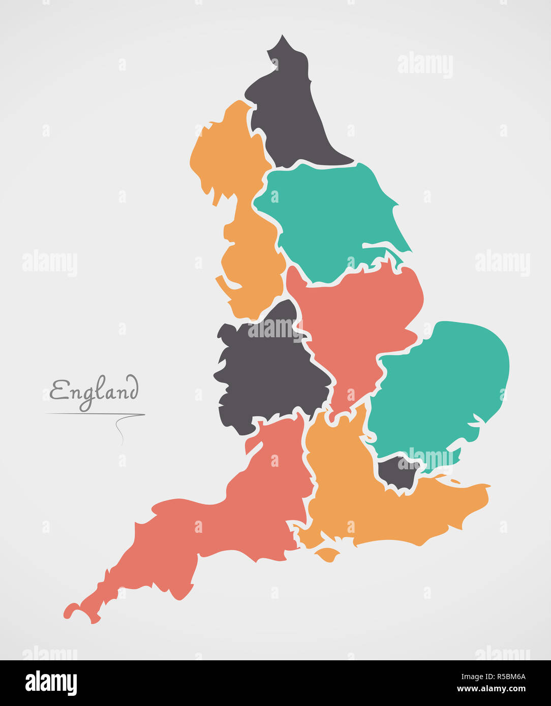 England Map with modern round shapes Stock Photo - Alamy