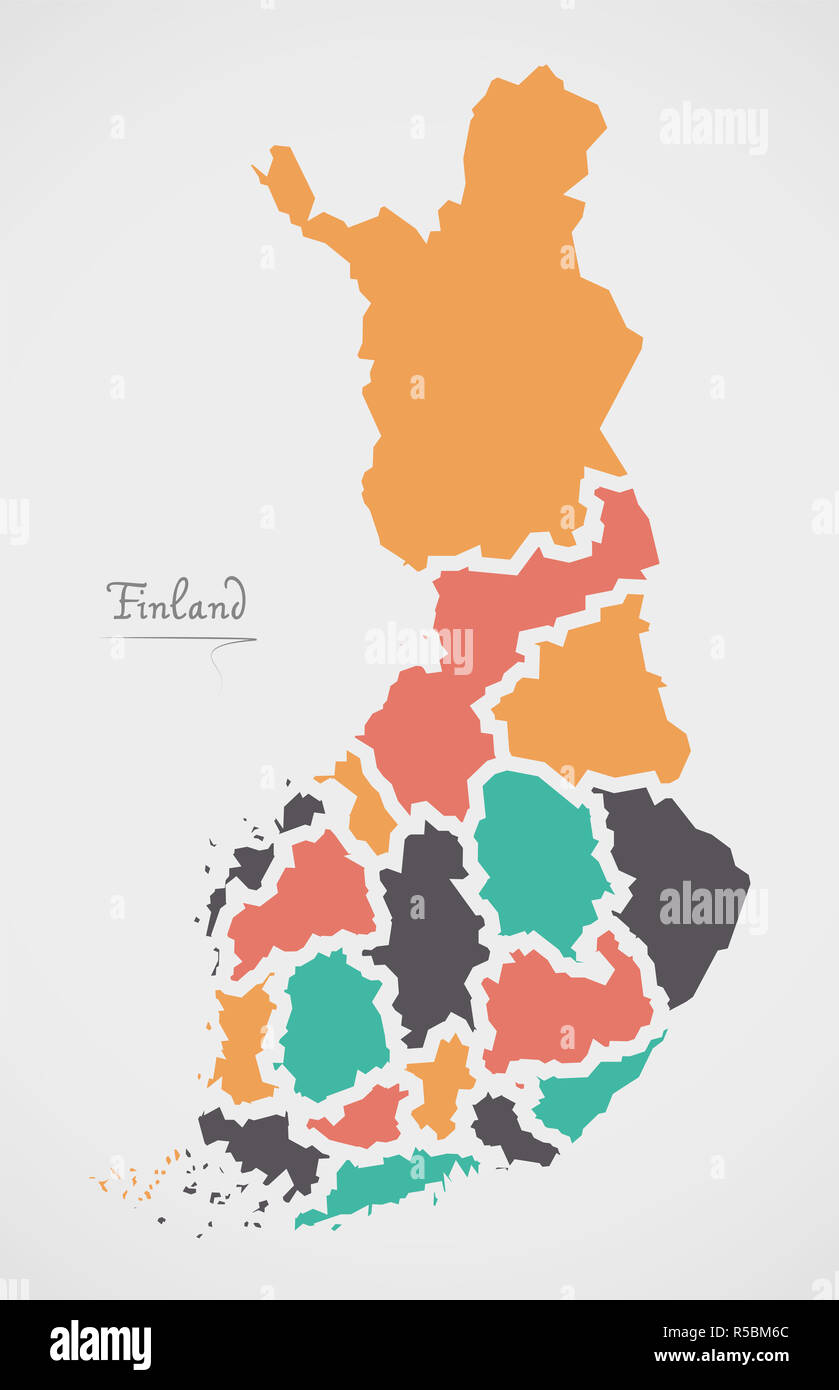 Finland Map with states and modern round shapes Stock Photo - Alamy