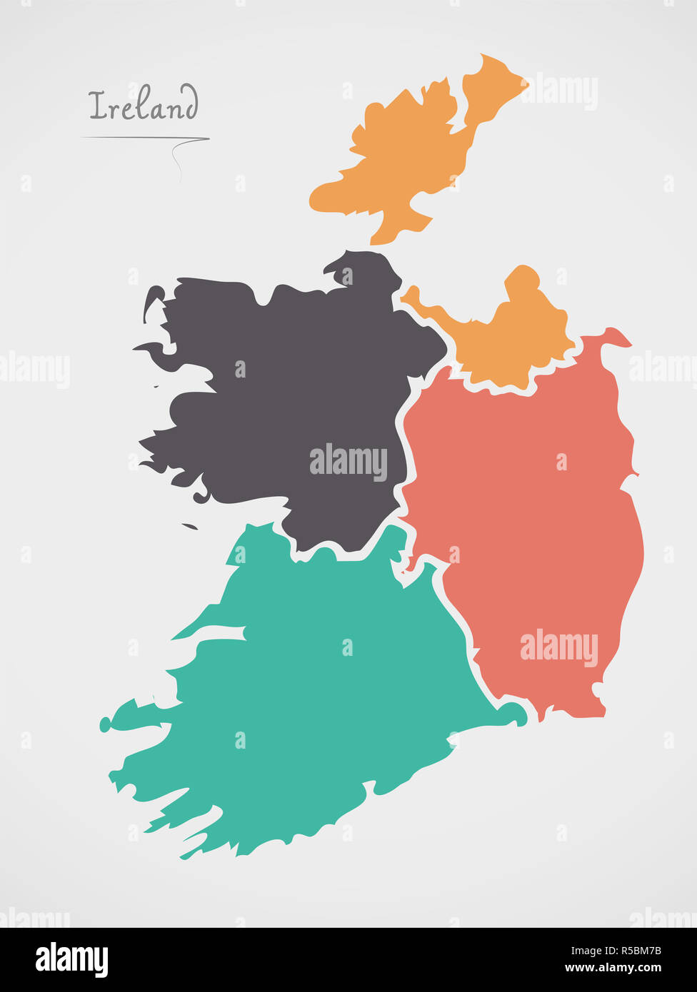 Ireland Map with states and modern round shapes Stock Photo - Alamy