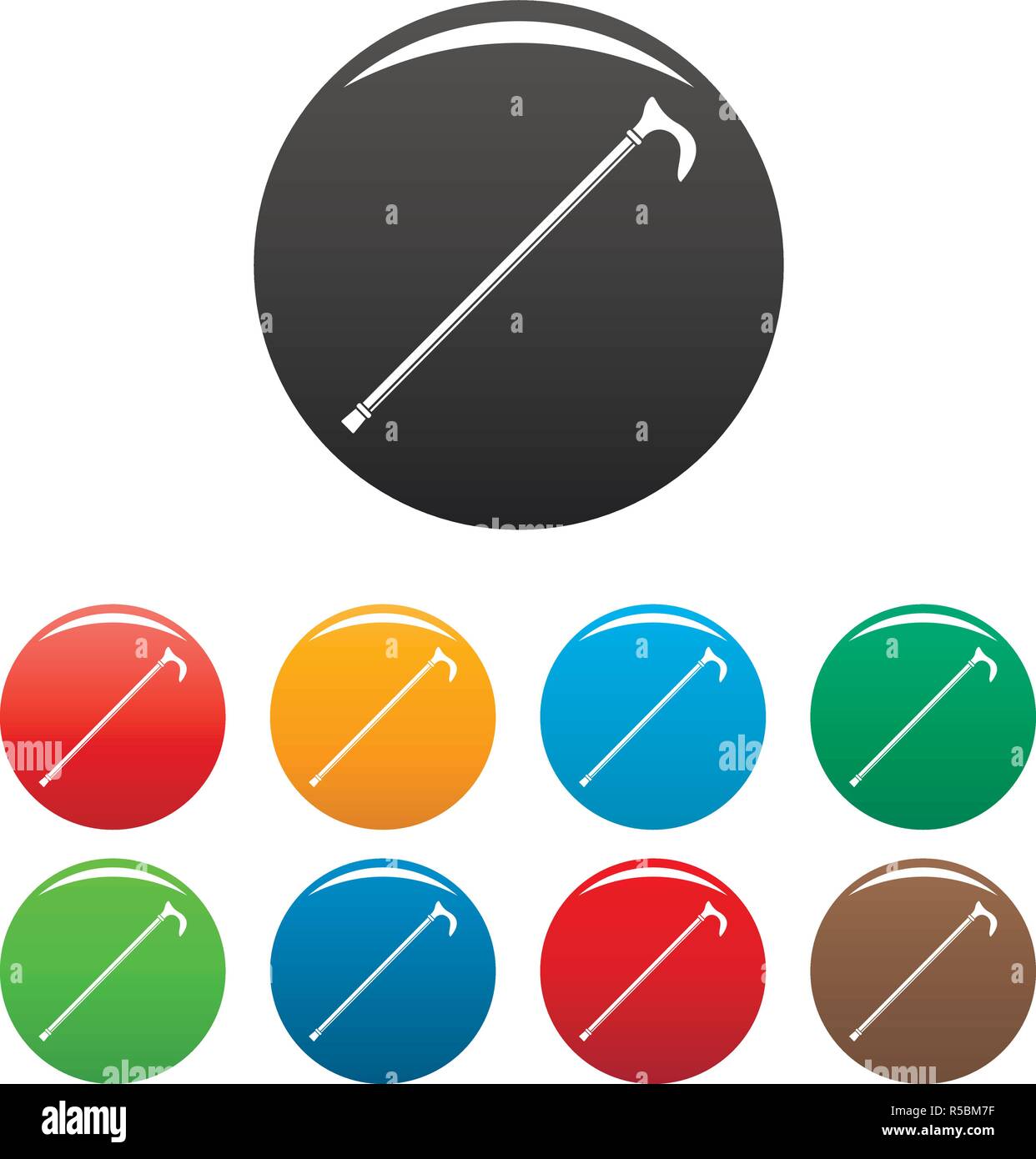 Walking stick icons set 9 color vector isolated on white for any design ...