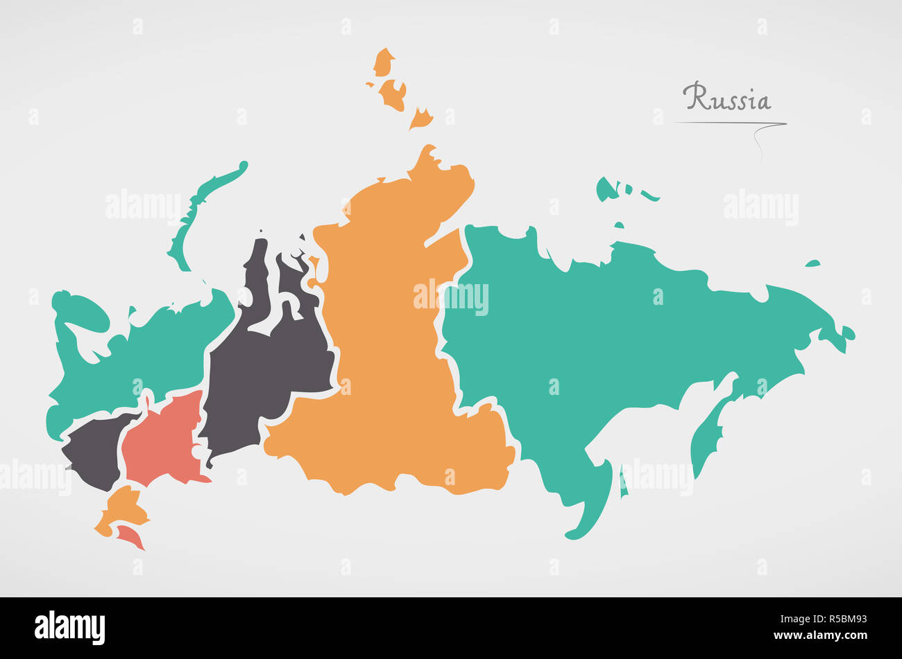 Russia Map with states and modern round shapes Stock Photo - Alamy