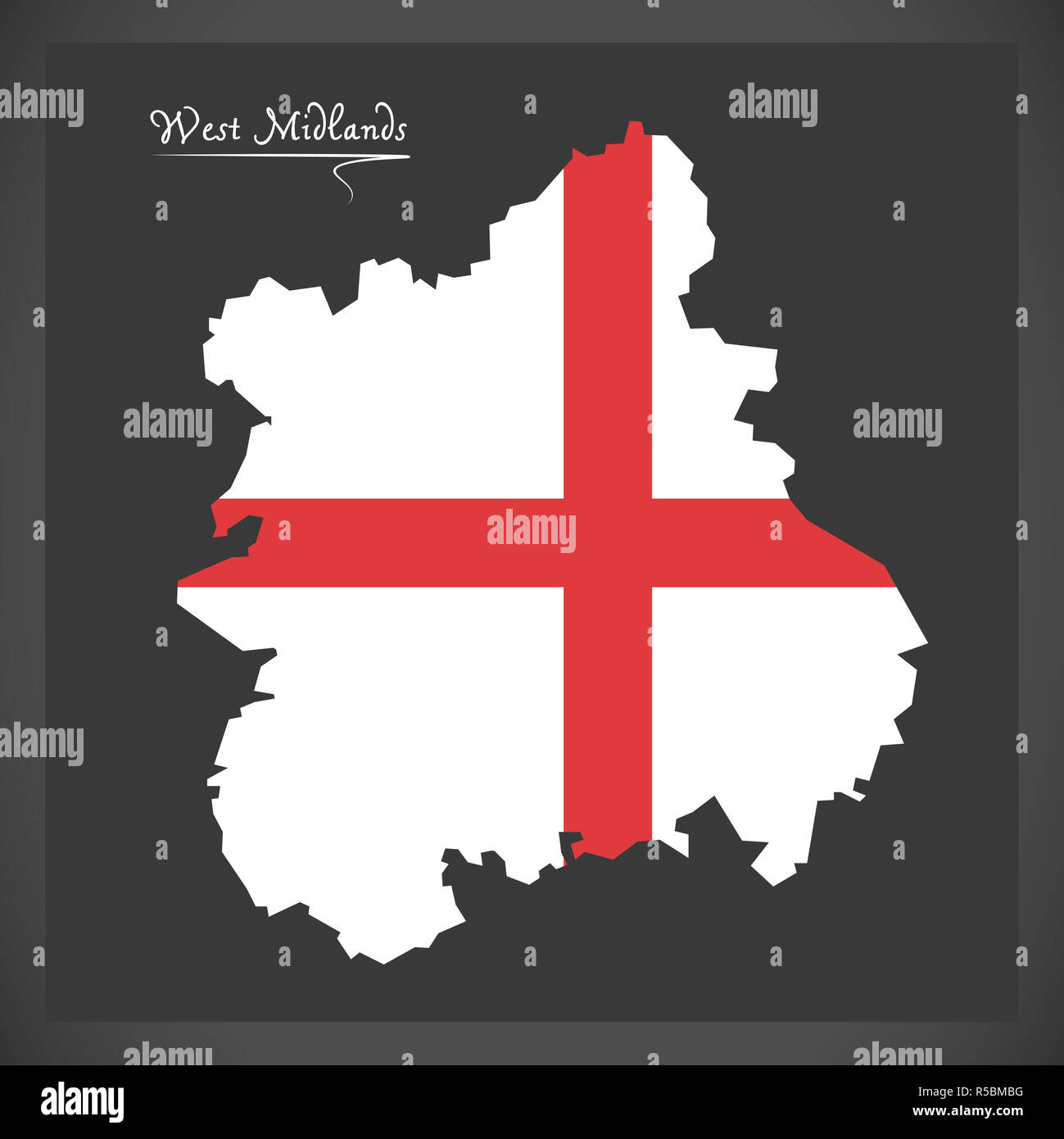 West Midlands map with flag of England illustration Stock Photo - Alamy