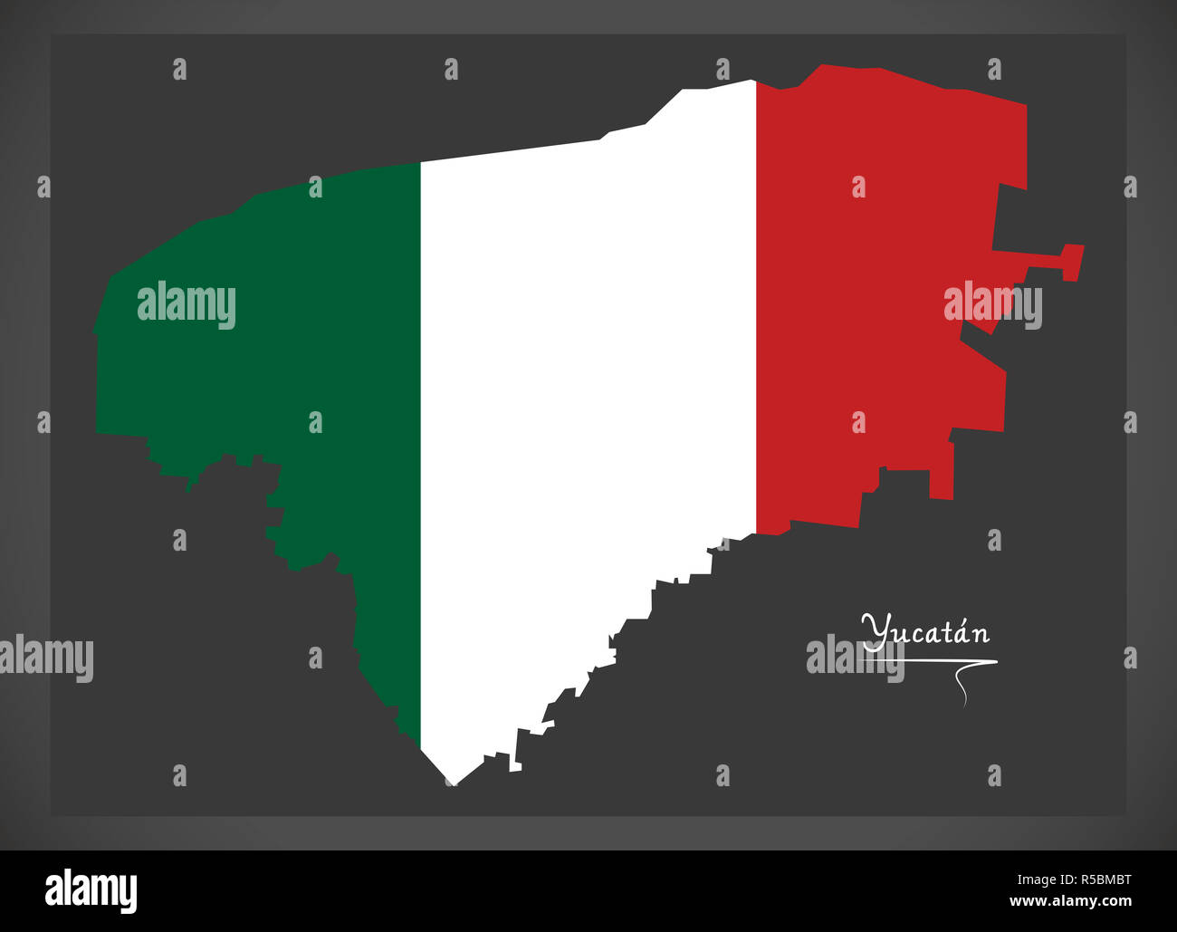 Yucatan map with Mexican national flag illustration Stock Photo - Alamy