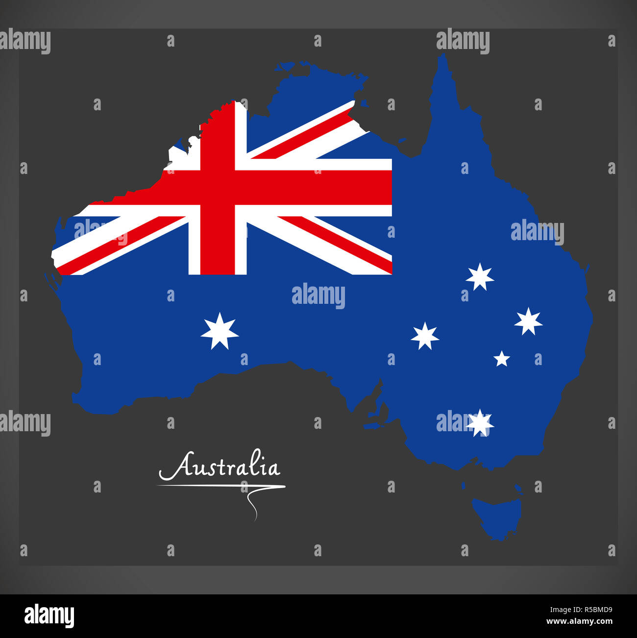 Australia map with Australian national flag illustration Stock Photo ...