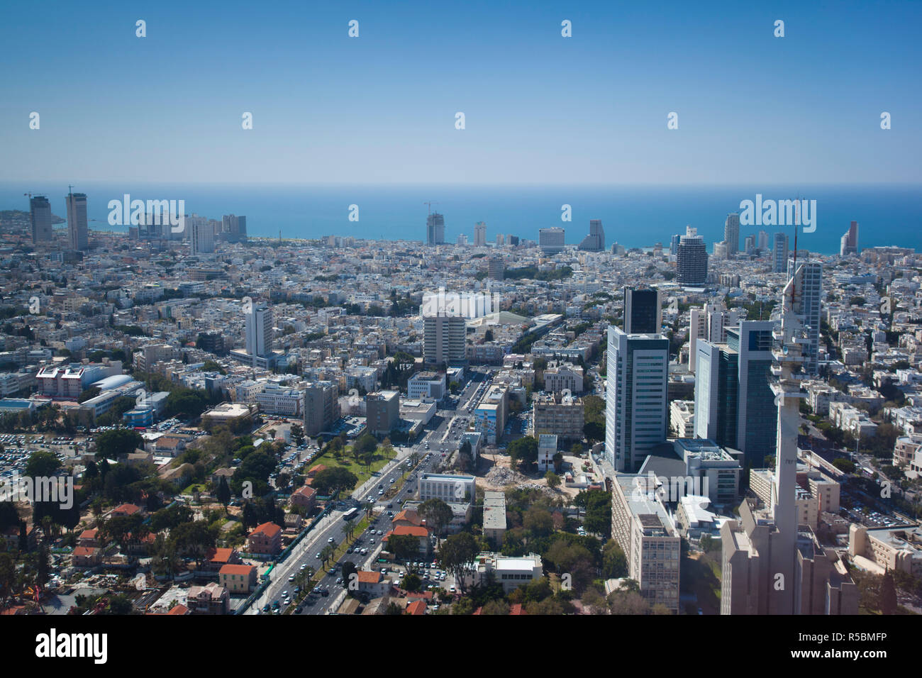 Israel, Tel Aviv, elevated city view from observation platform atop ...