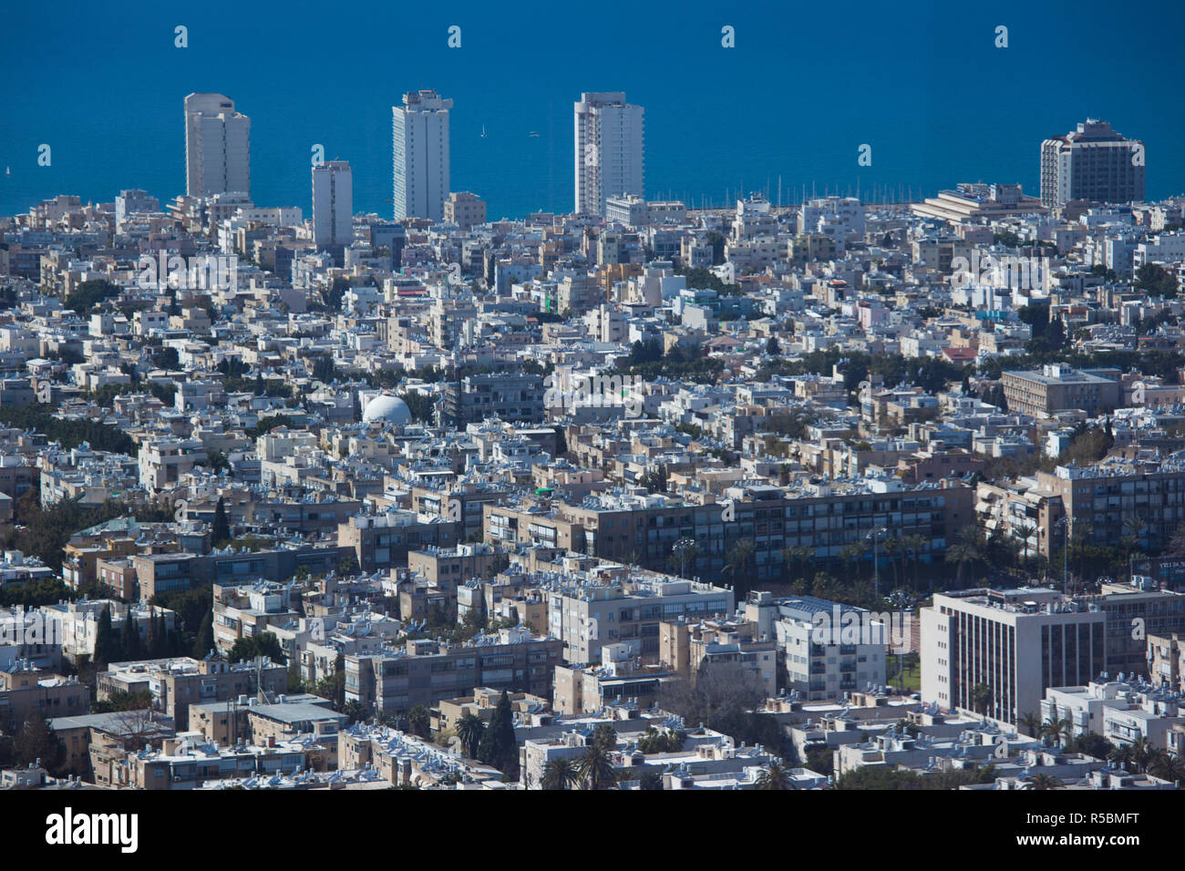 Israel, Tel Aviv, elevated city view from observation platform atop ...