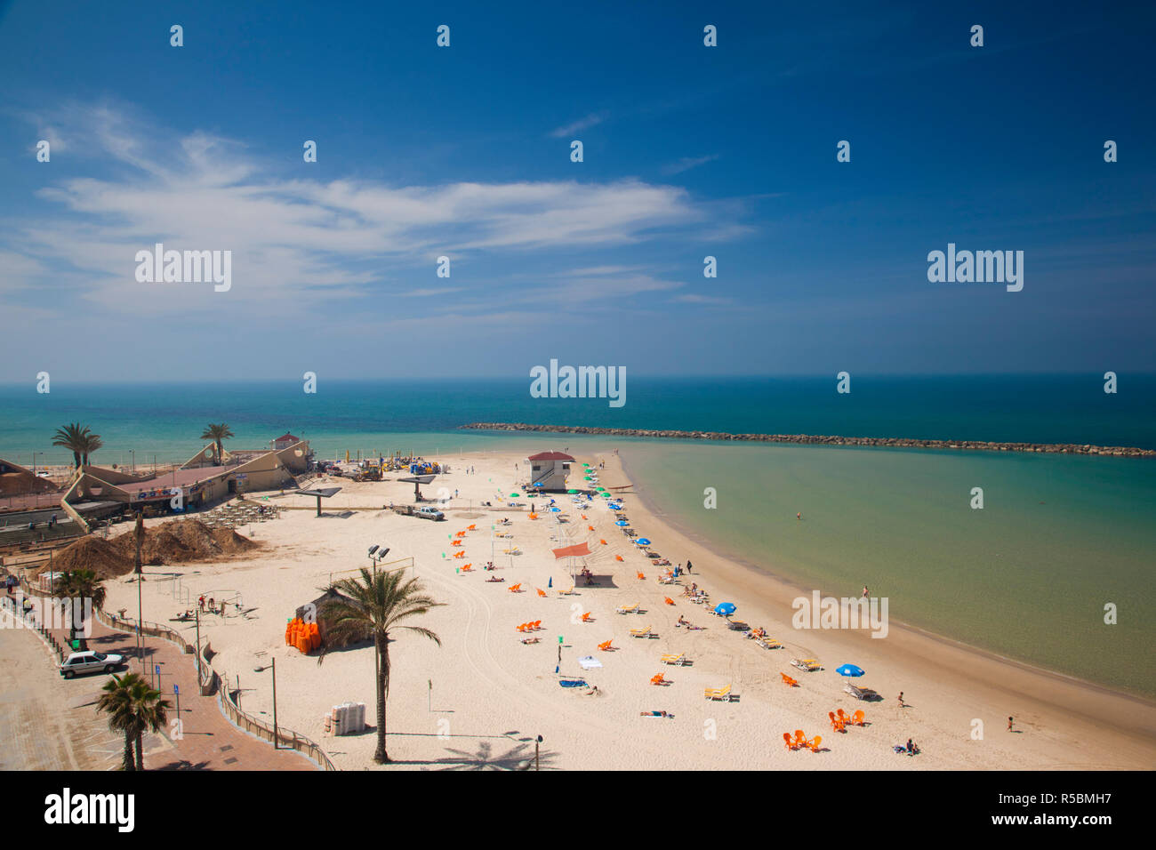 Israel, North Coast, Netanya, elevated beach view Stock Photo - Alamy