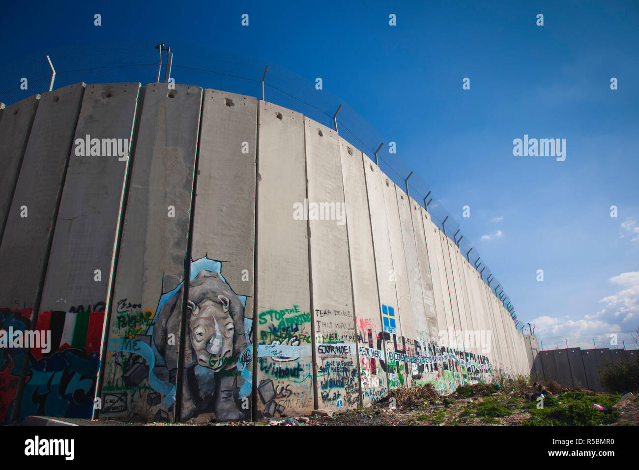 Israel, West Bank, Bethlehem, Israeli-built West Bank Wall surrounding ...