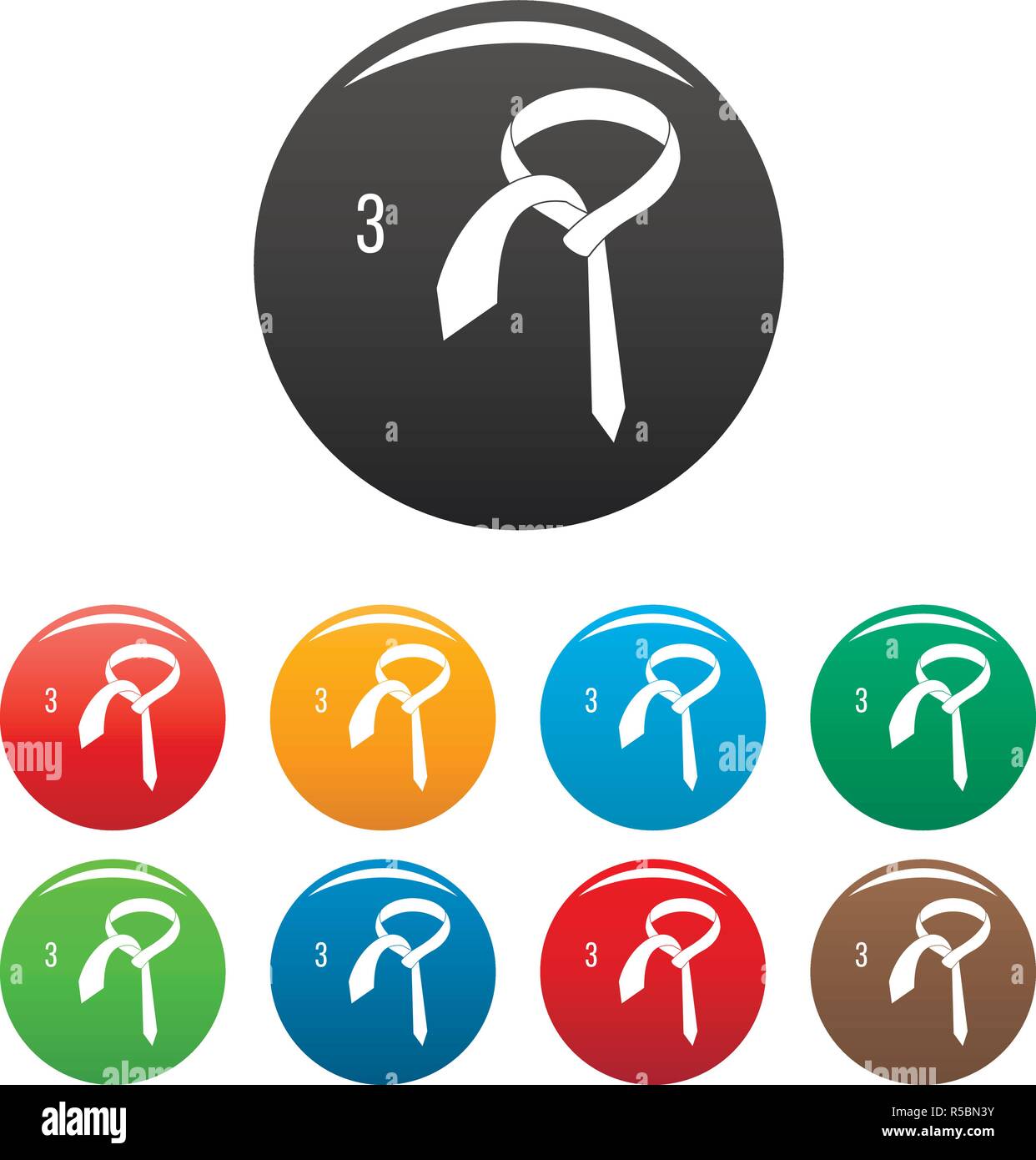 Tie instruction icons set 9 color vector isolated on white for any ...