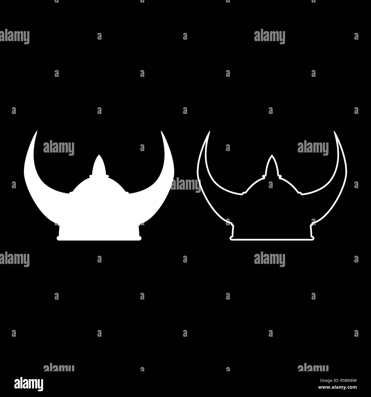 Viking helmet icon set white color vector I flat style simple image ...