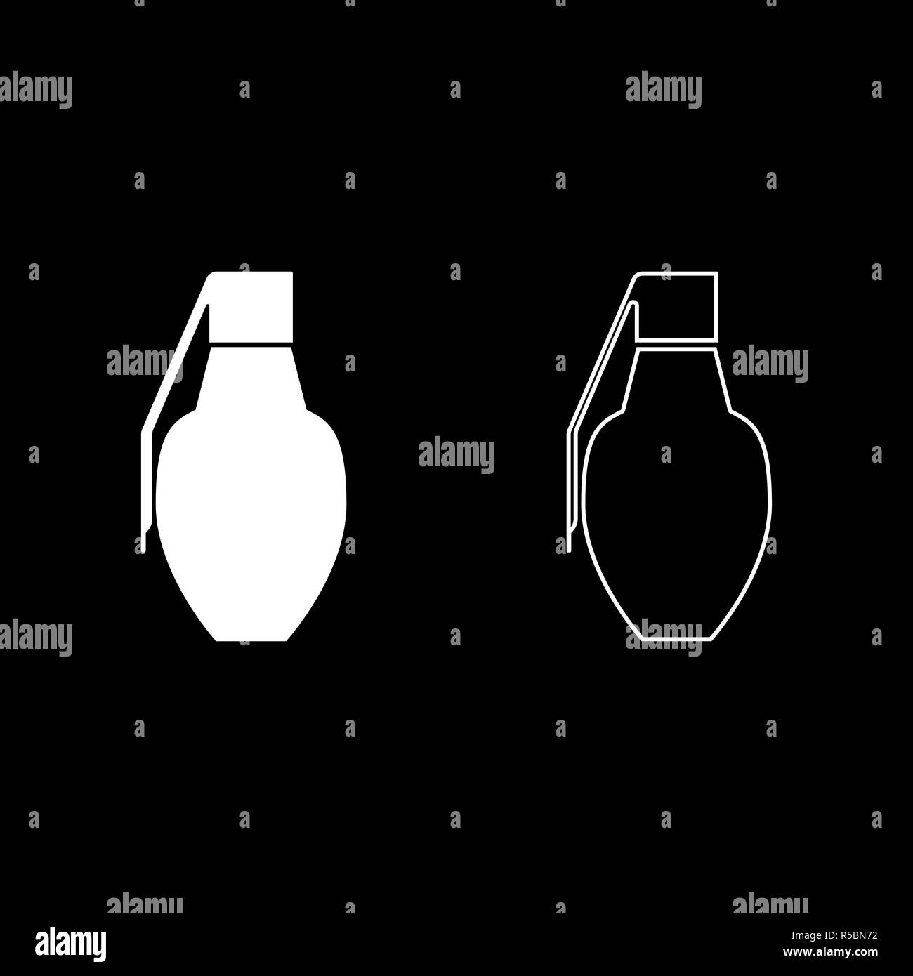 Grenade icon set white color vector I flat style simple image Stock ...
