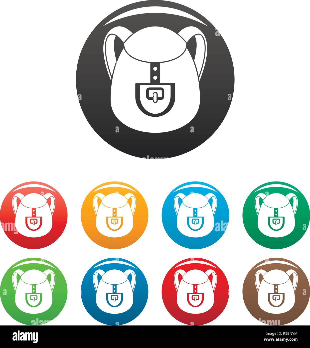 Camp backpack icons set 9 color vector isolated on white for any design ...