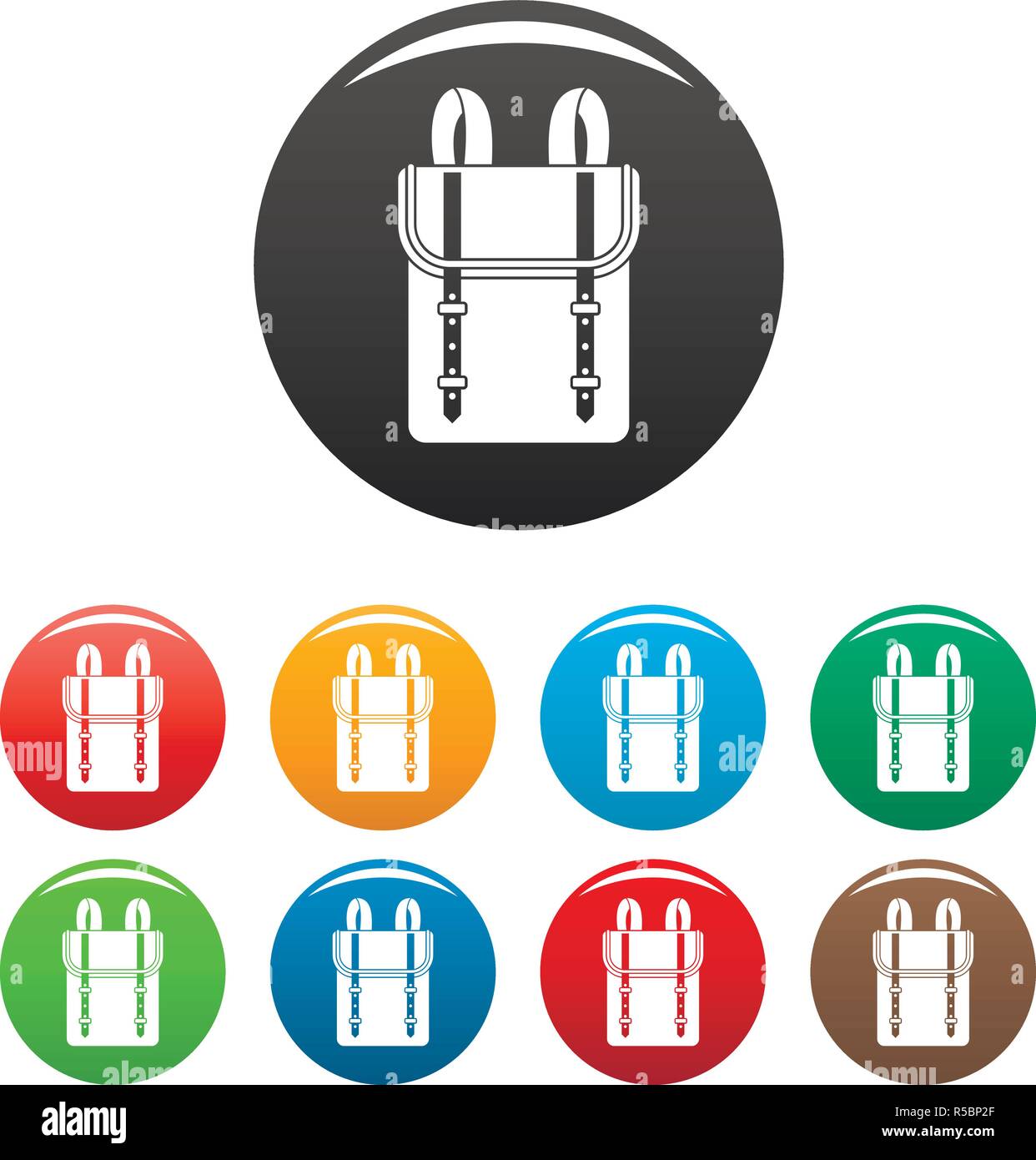 Boy backpack icons set 9 color vector isolated on white for any design ...