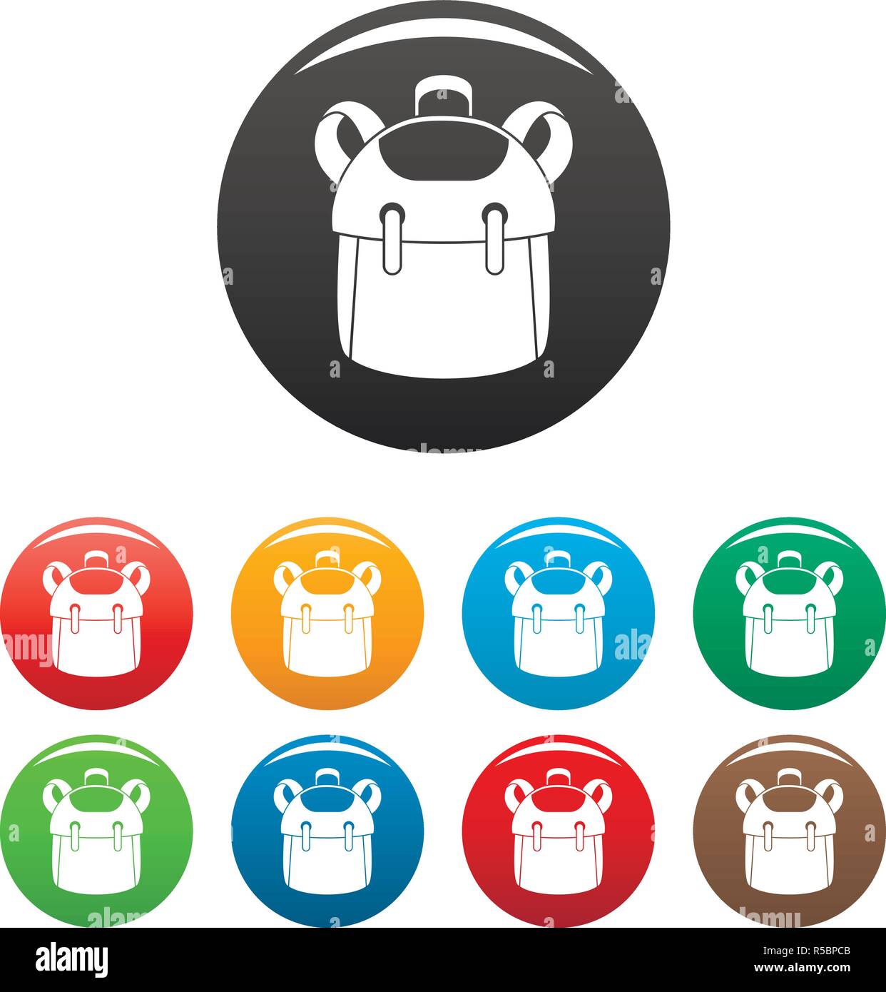 Kid backpack icons set 9 color vector isolated on white for any design ...
